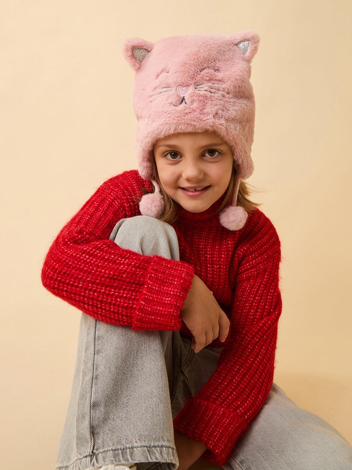 Accessorize Girls Fluffy Cat Chullo Hat - Pink | Very