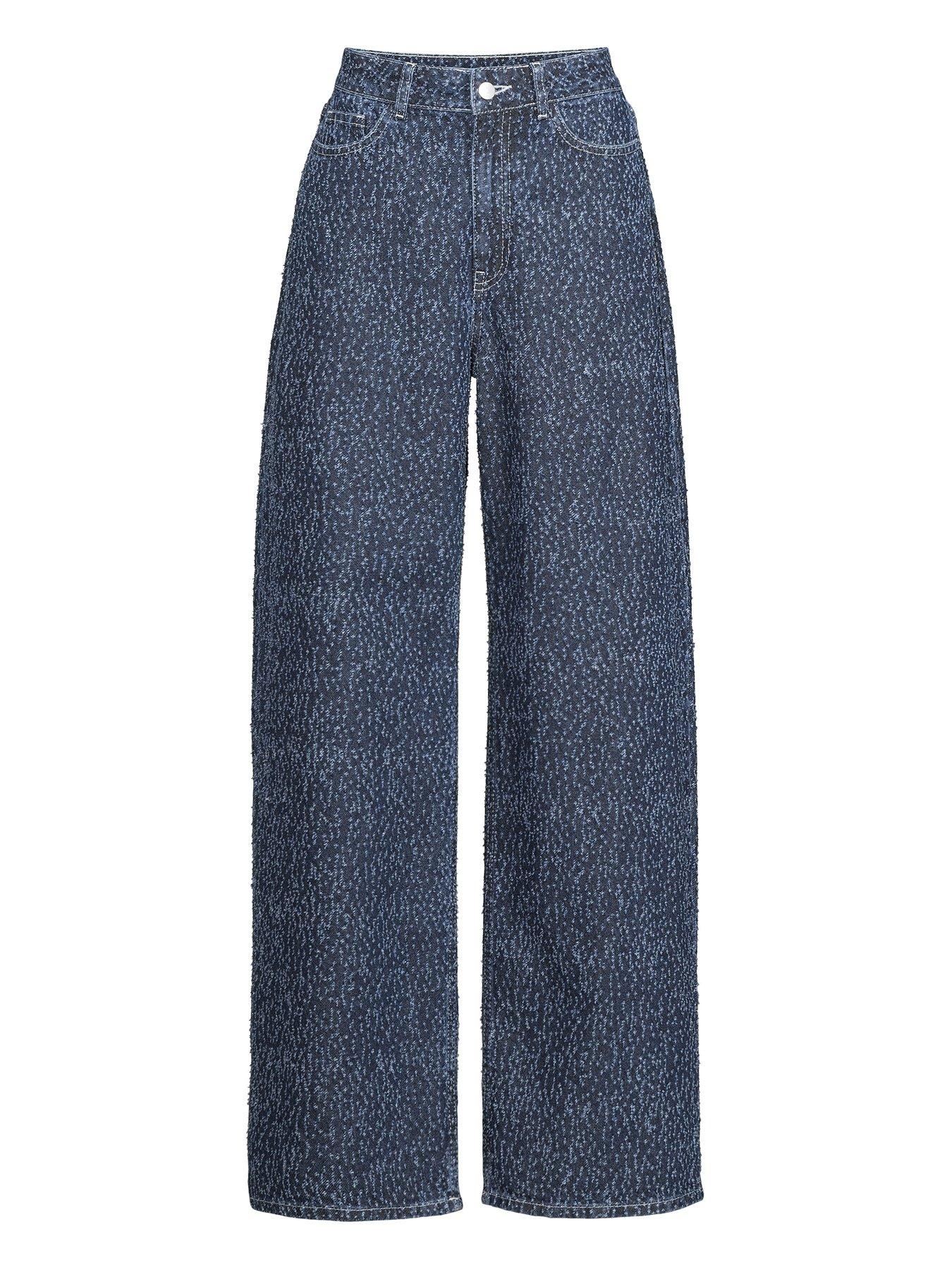 Michelle Keegan Denim Boucle Wide Leg Jeans - Dark Wash | Very