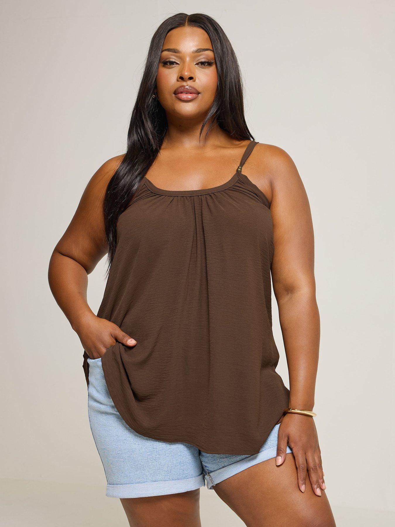 Yours Curve Cami Top - Brown | Very