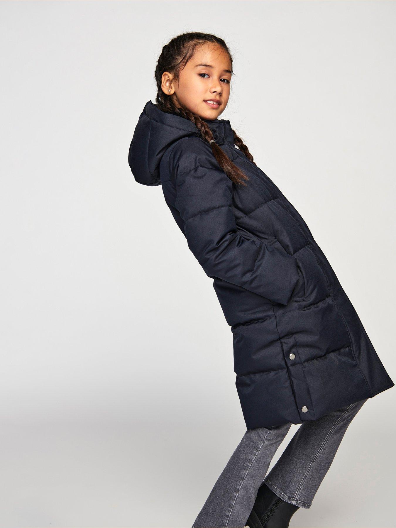 Only Kids Girls Longline Padded Coat - Navy | Very