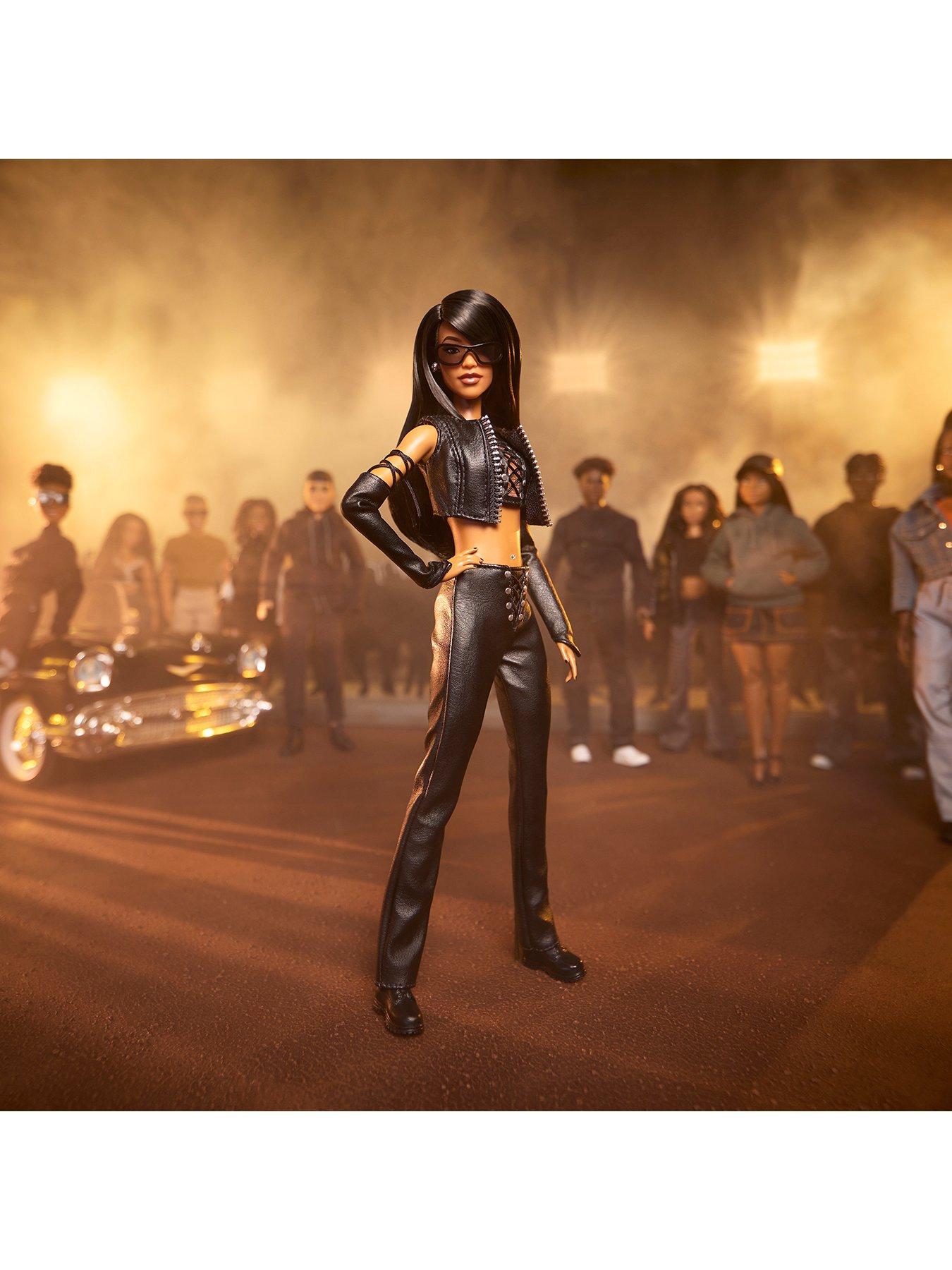 Barbie Signature Aaliyah Collectible Doll in Black Faux Leather Outfit ...