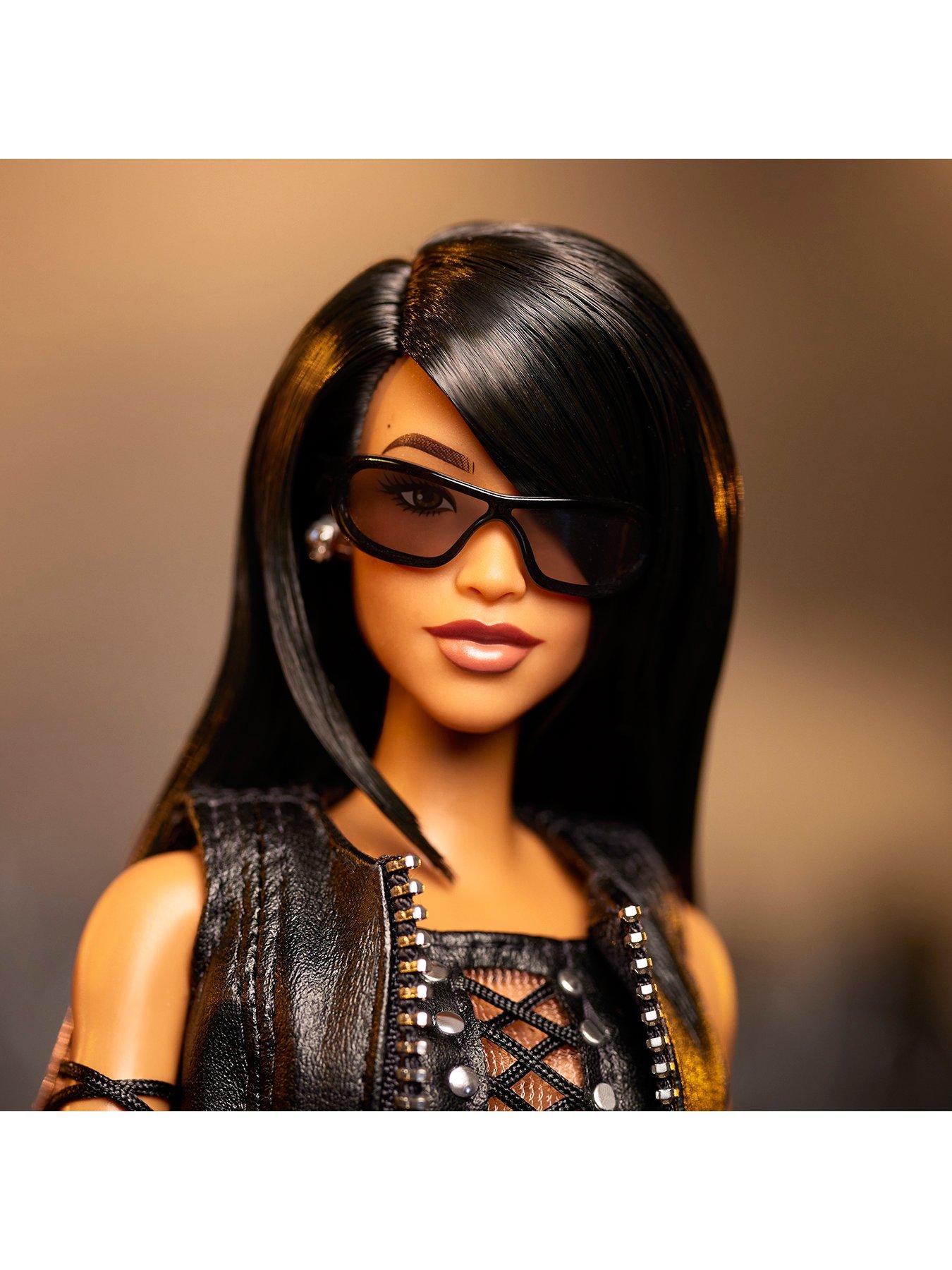 Barbie Signature Aaliyah Collectible Doll in Black Faux Leather Outfit ...