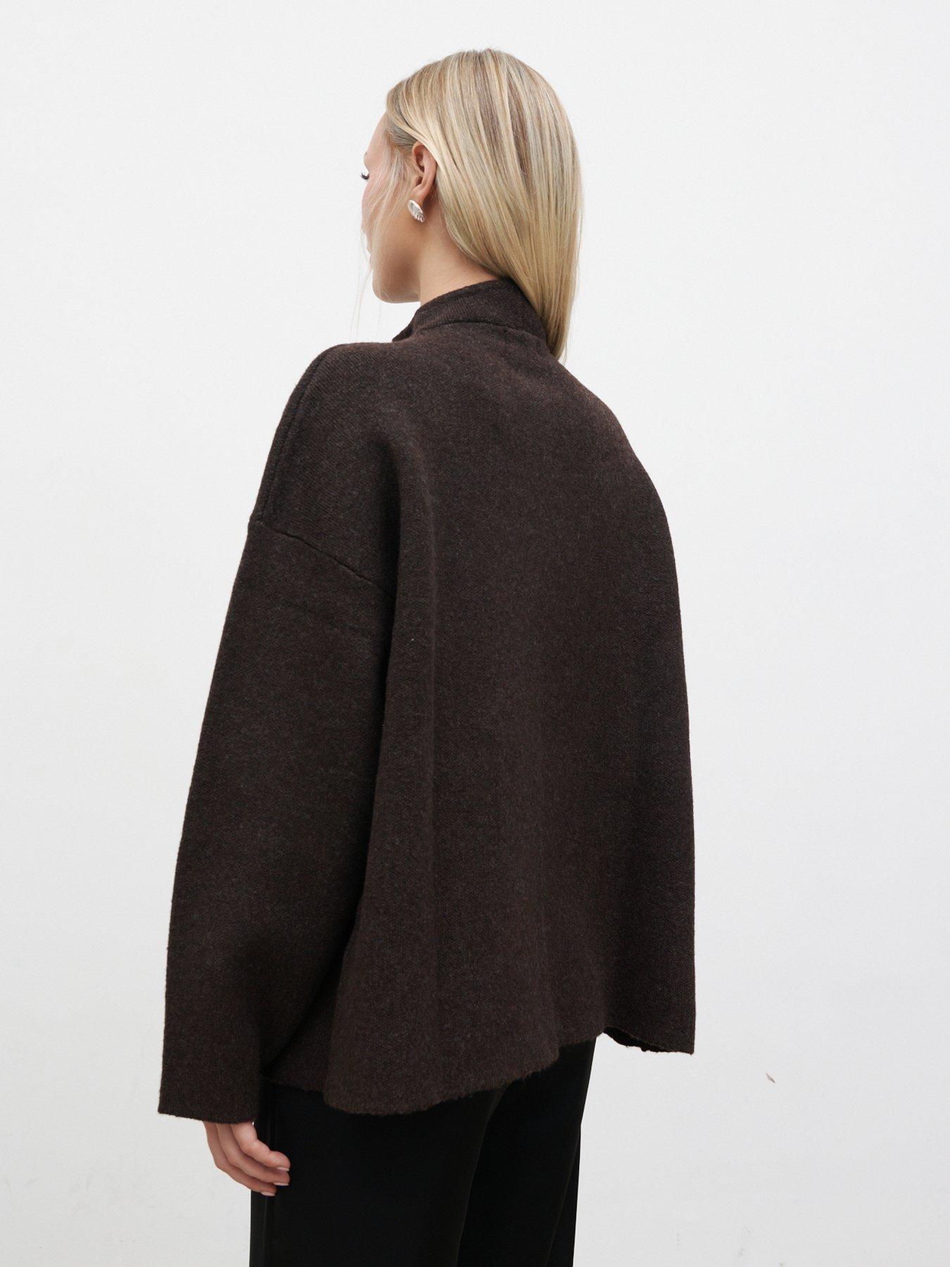 Pretty Lavish Sarlina Crossover Knit Cardigan With Button Neck - Brown ...