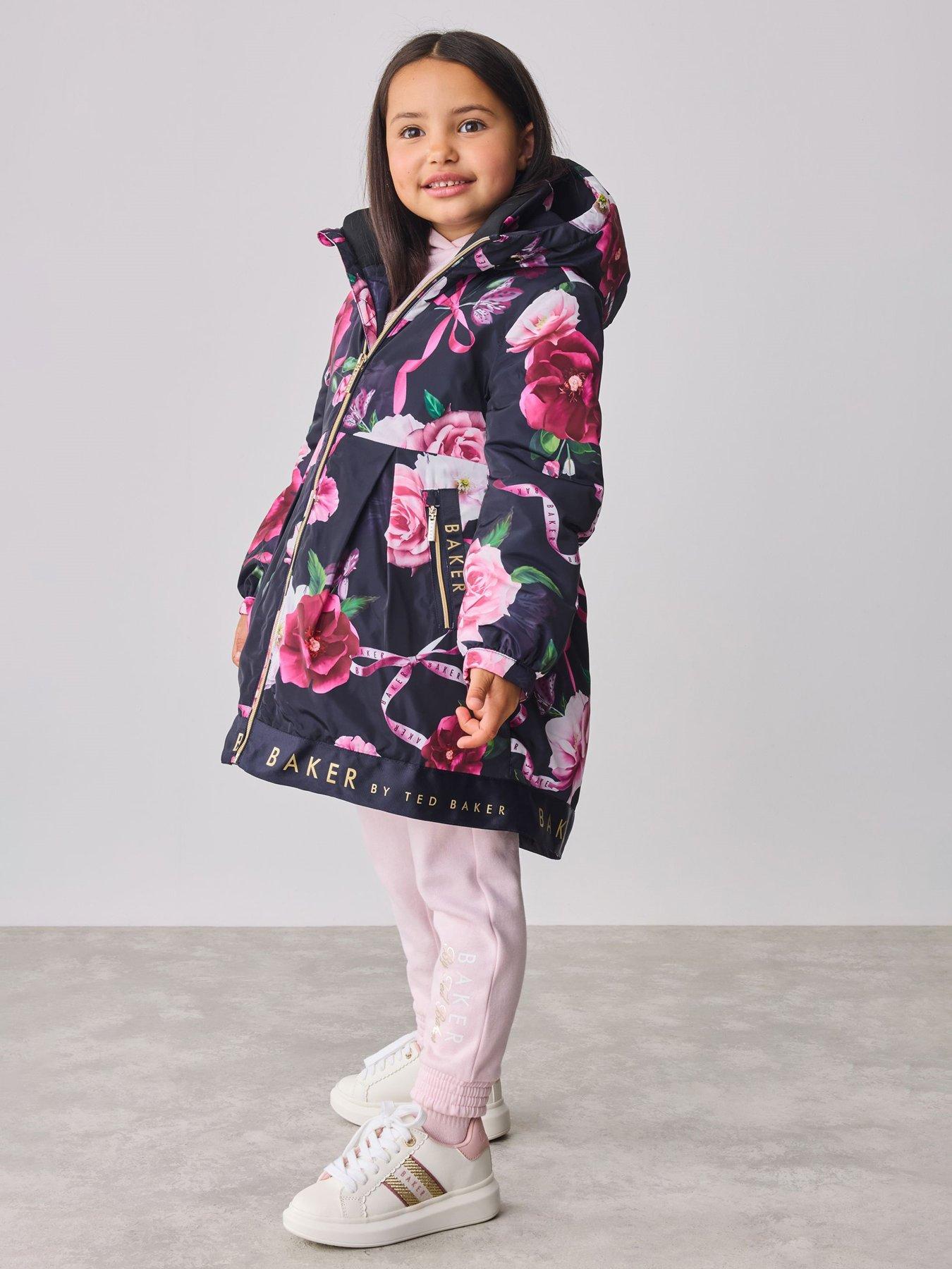 Ted Baker Girls Printed Floral Coat - Navy | Very