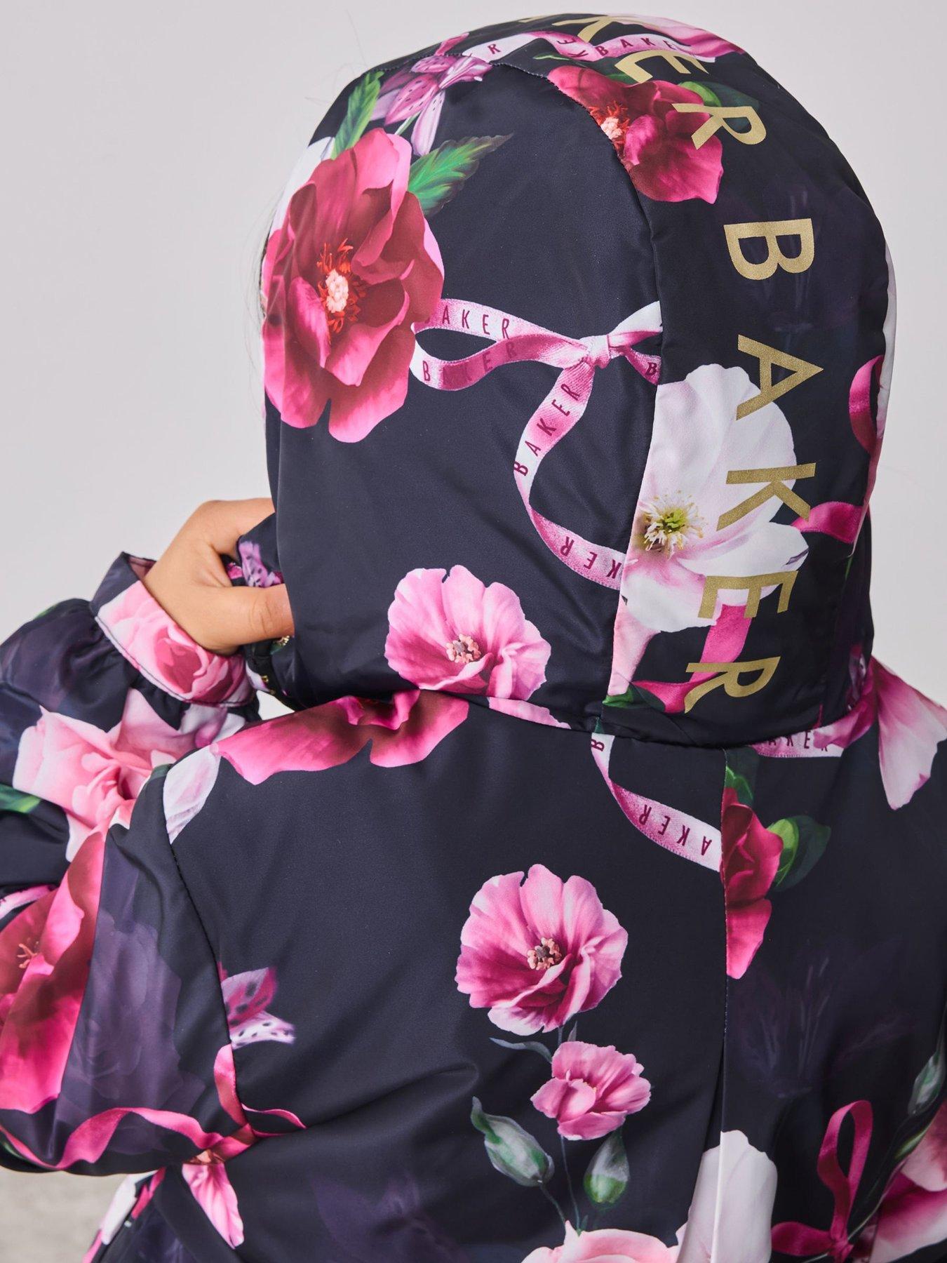Ted Baker Girls Printed Floral Coat - Navy | Very