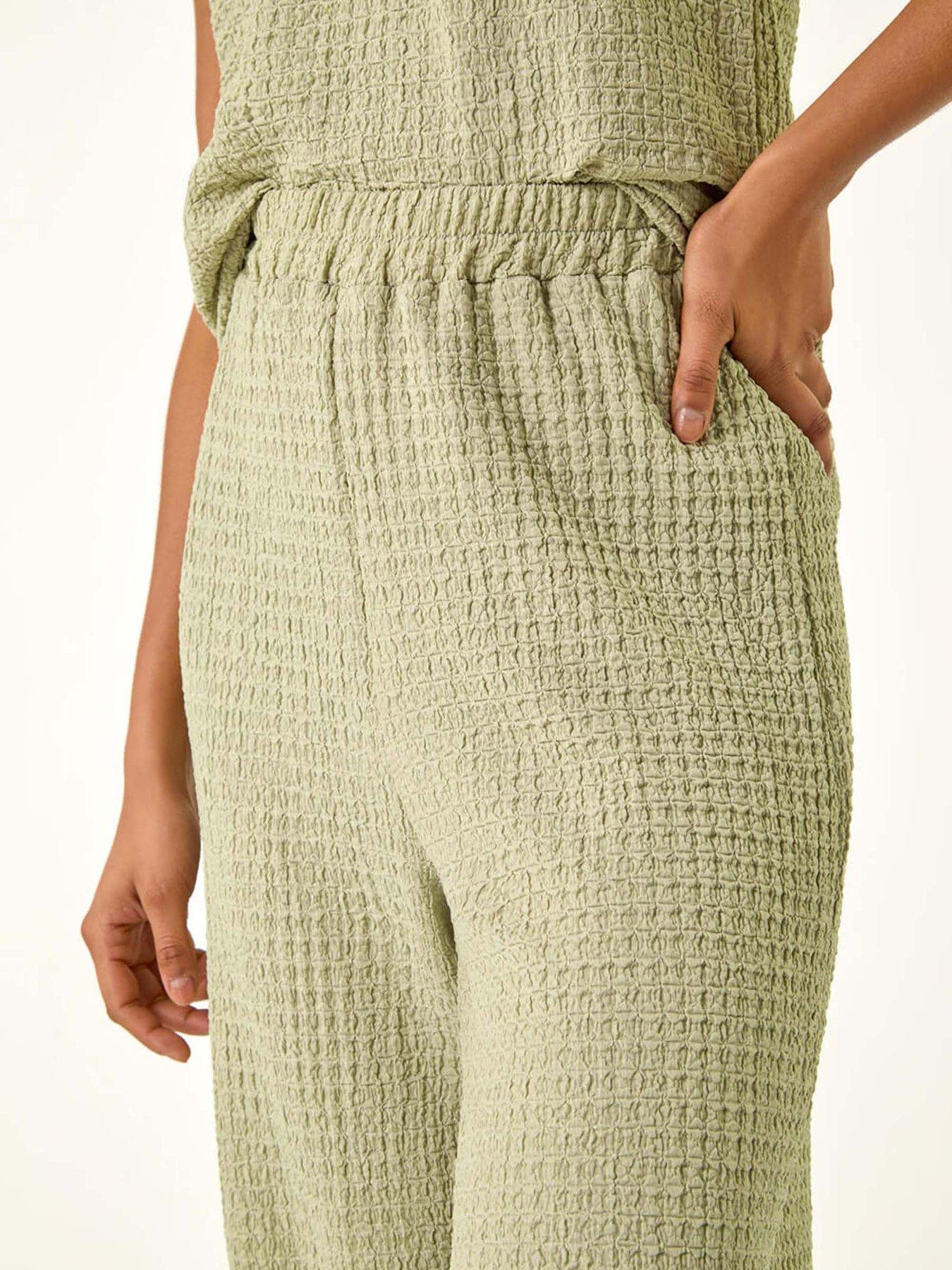 Roman Dusk Textured Wide Leg Stretch Trouser - Beige | Very