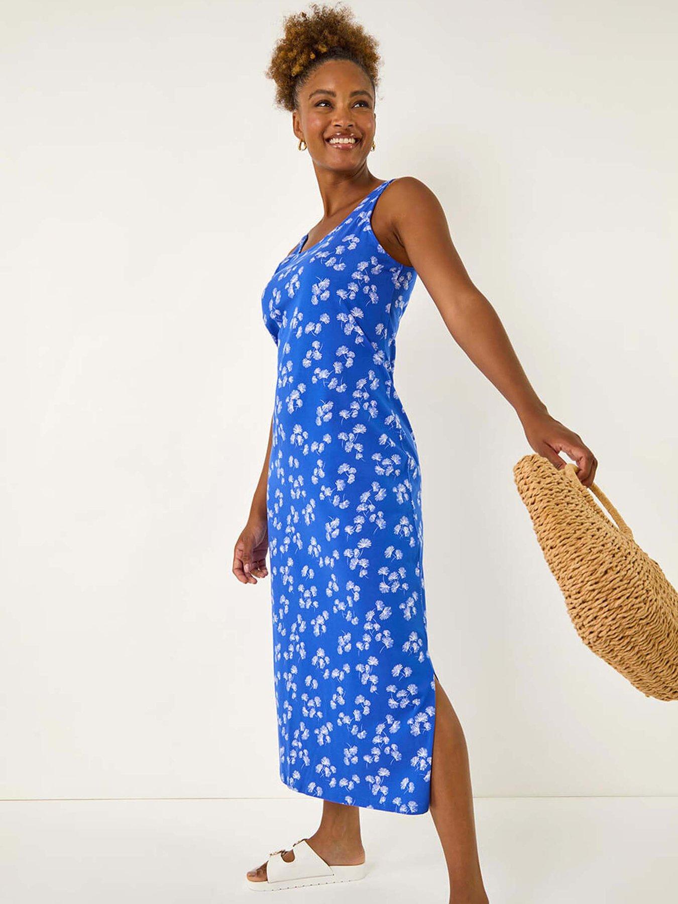 Roman Dandelion Print Midi Dress - Blue | Very