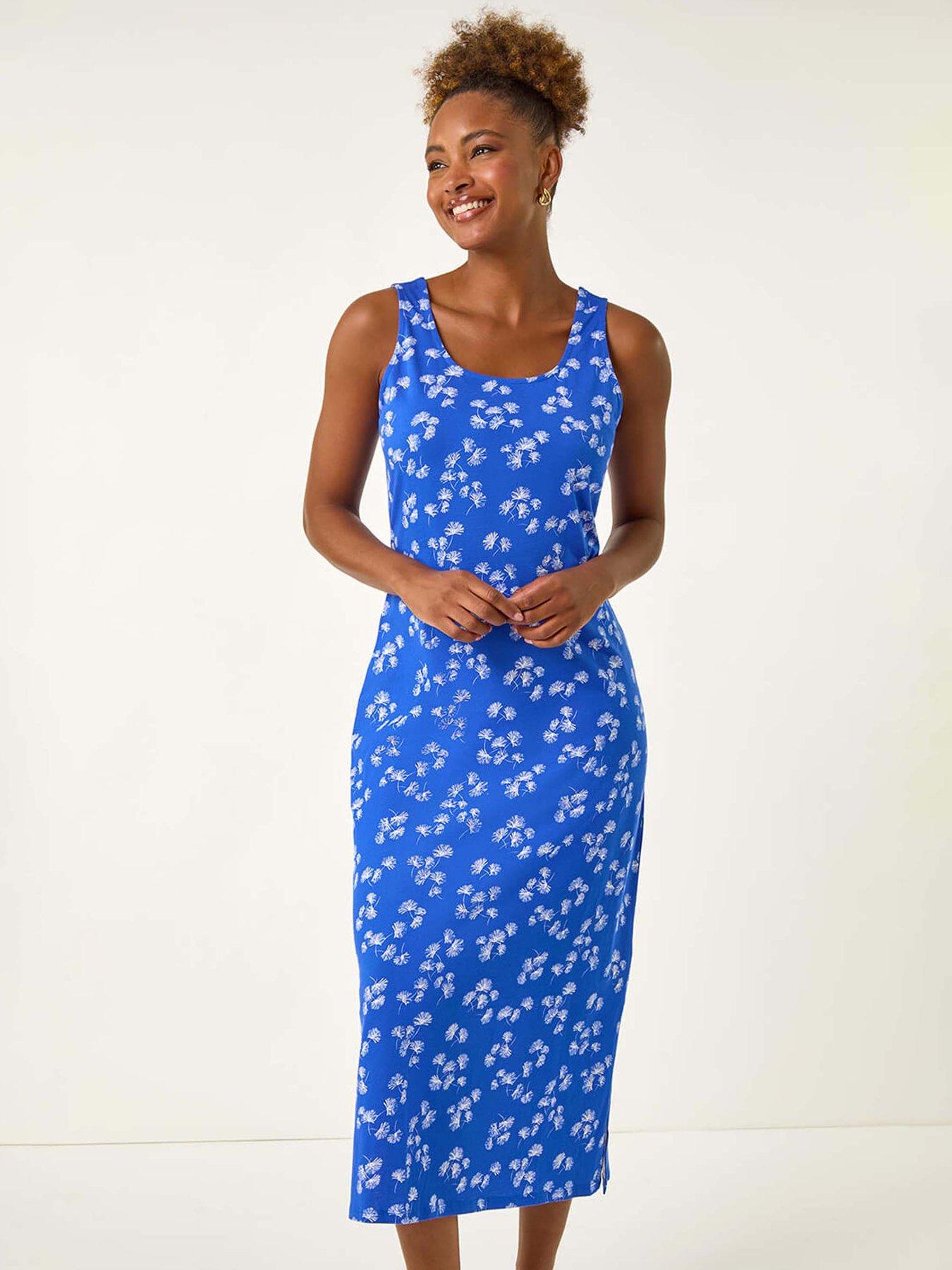 Roman Dandelion Print Midi Dress - Blue | Very