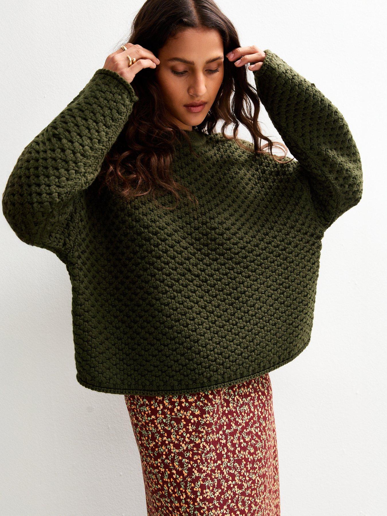 New Look Khaki Stitch Knit Jumper - Green | Very