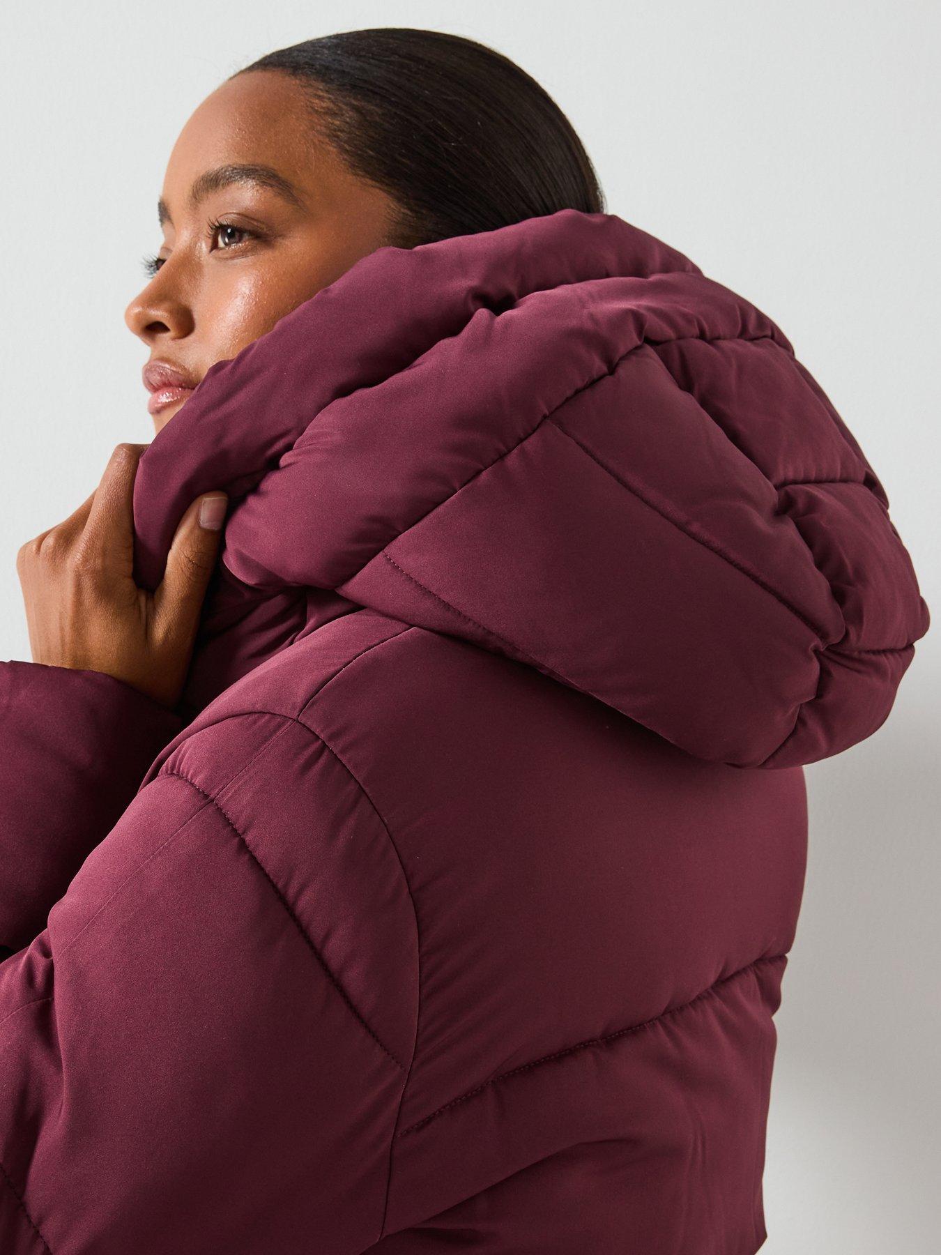 Mango Long Hooded Padded Anorak - Red | Very