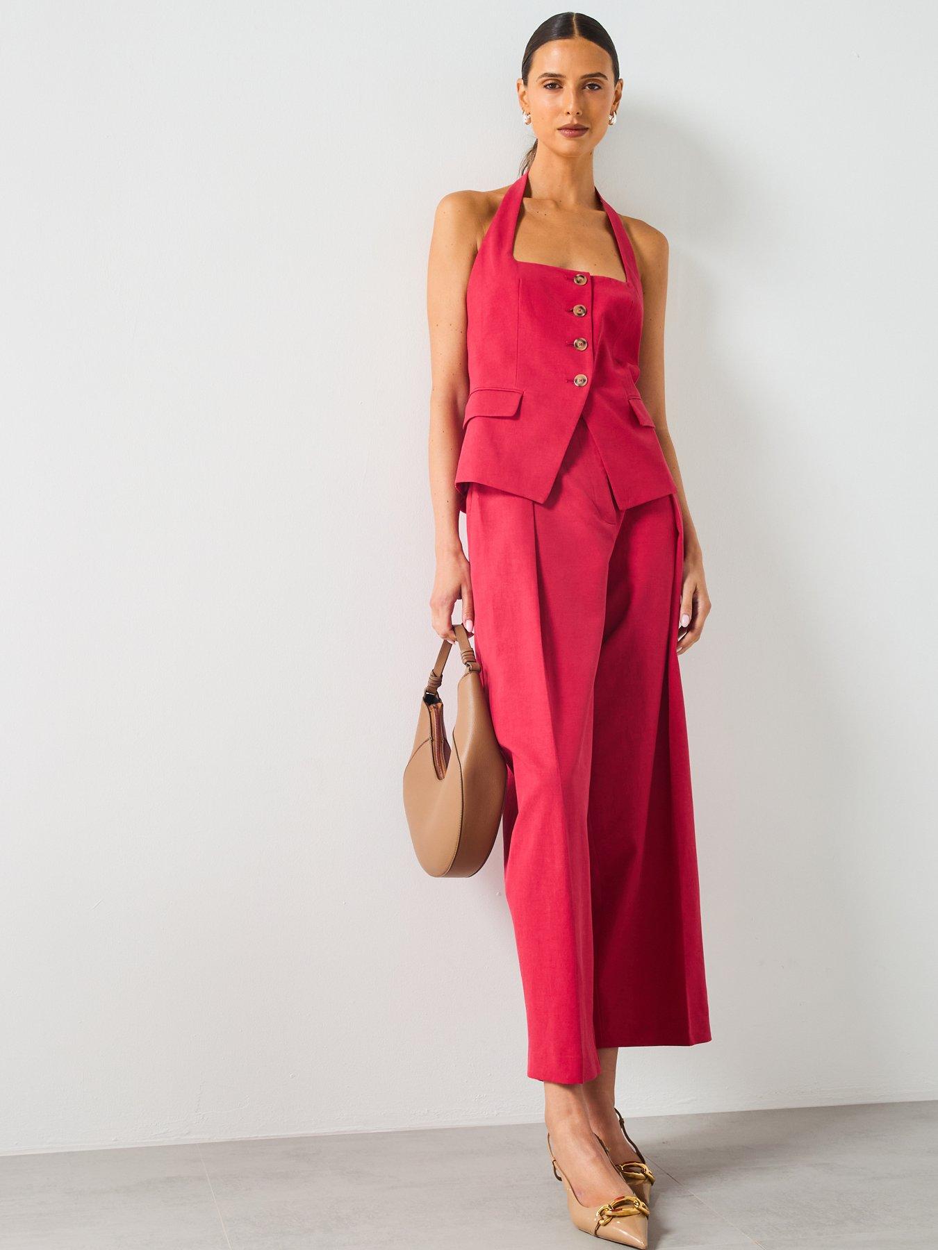 Mango Linen Blend Suit Waistcoat - Red | Very