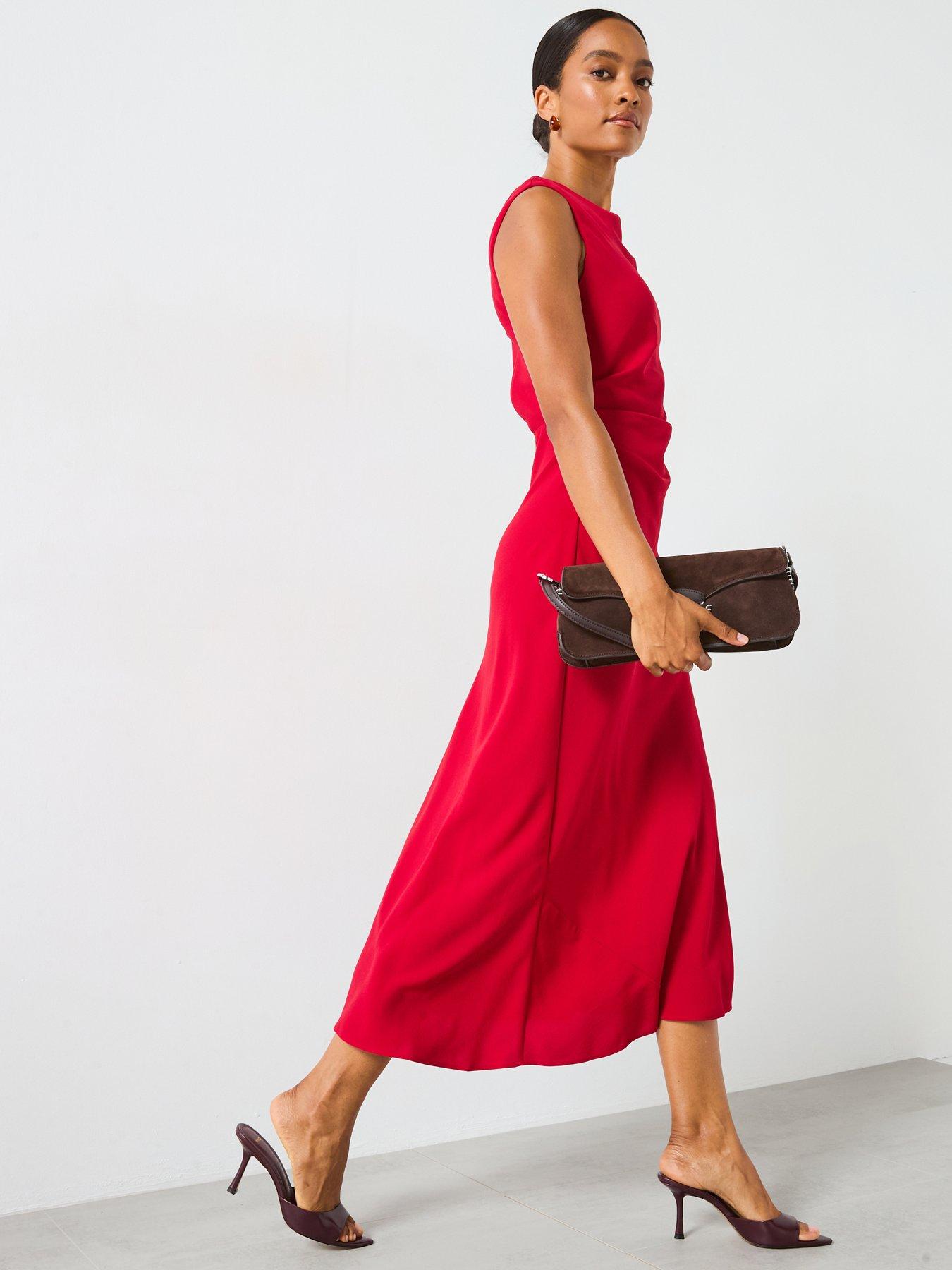 Mango Draped Midi Dress - Red | Very