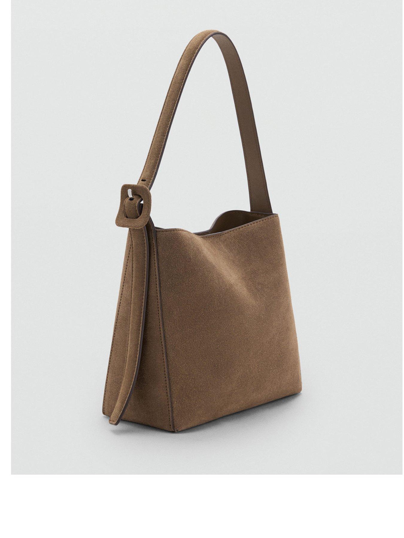 Mango Suede Leather Shopper Bag - Green | Very