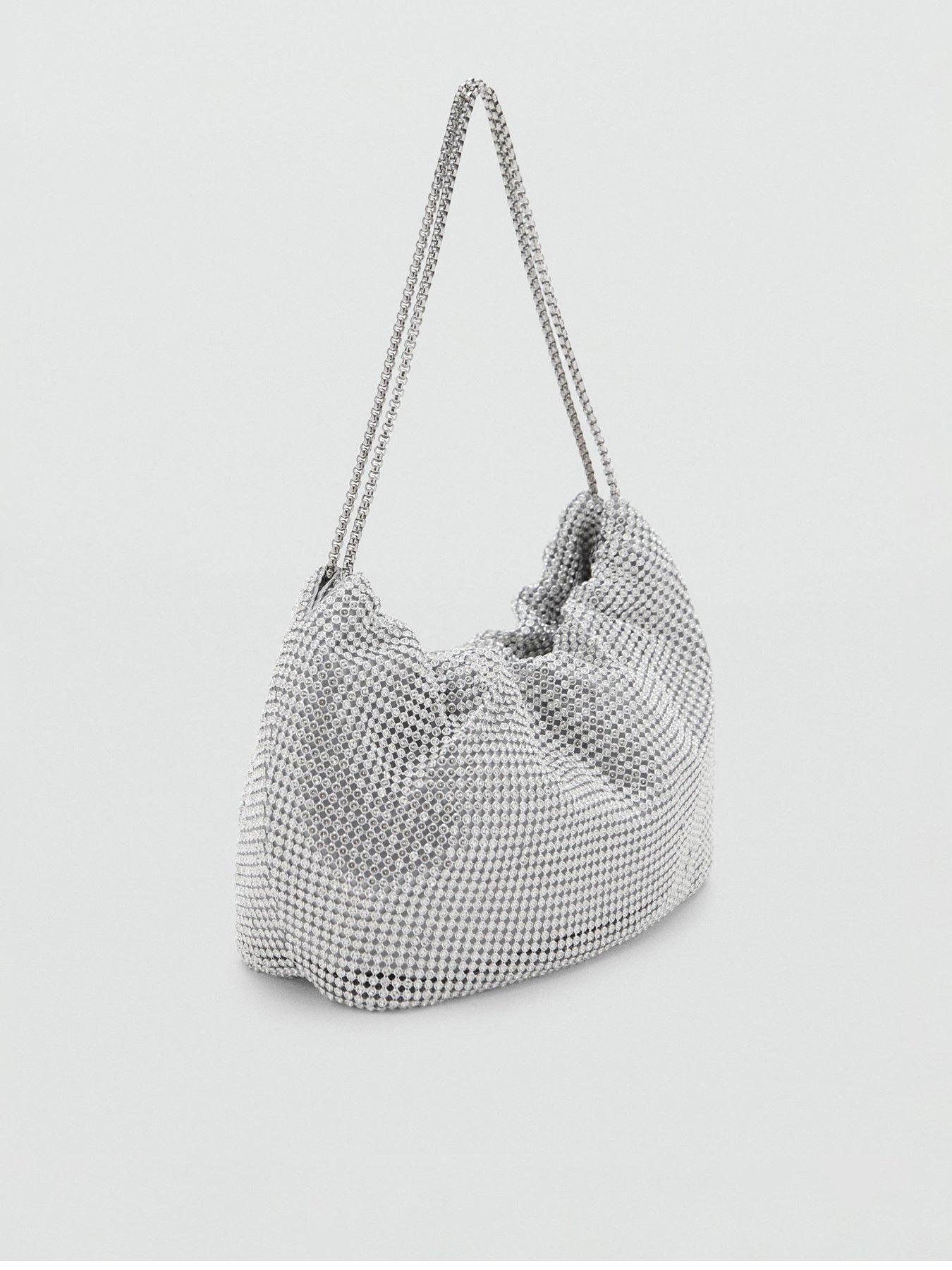 Mango Rhinestone Shoulder Bag - Silver | Very