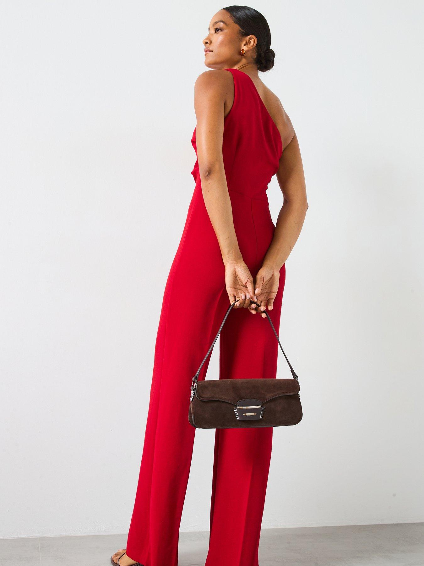 Mango One Shoulder Jumpsuit - Red | Very