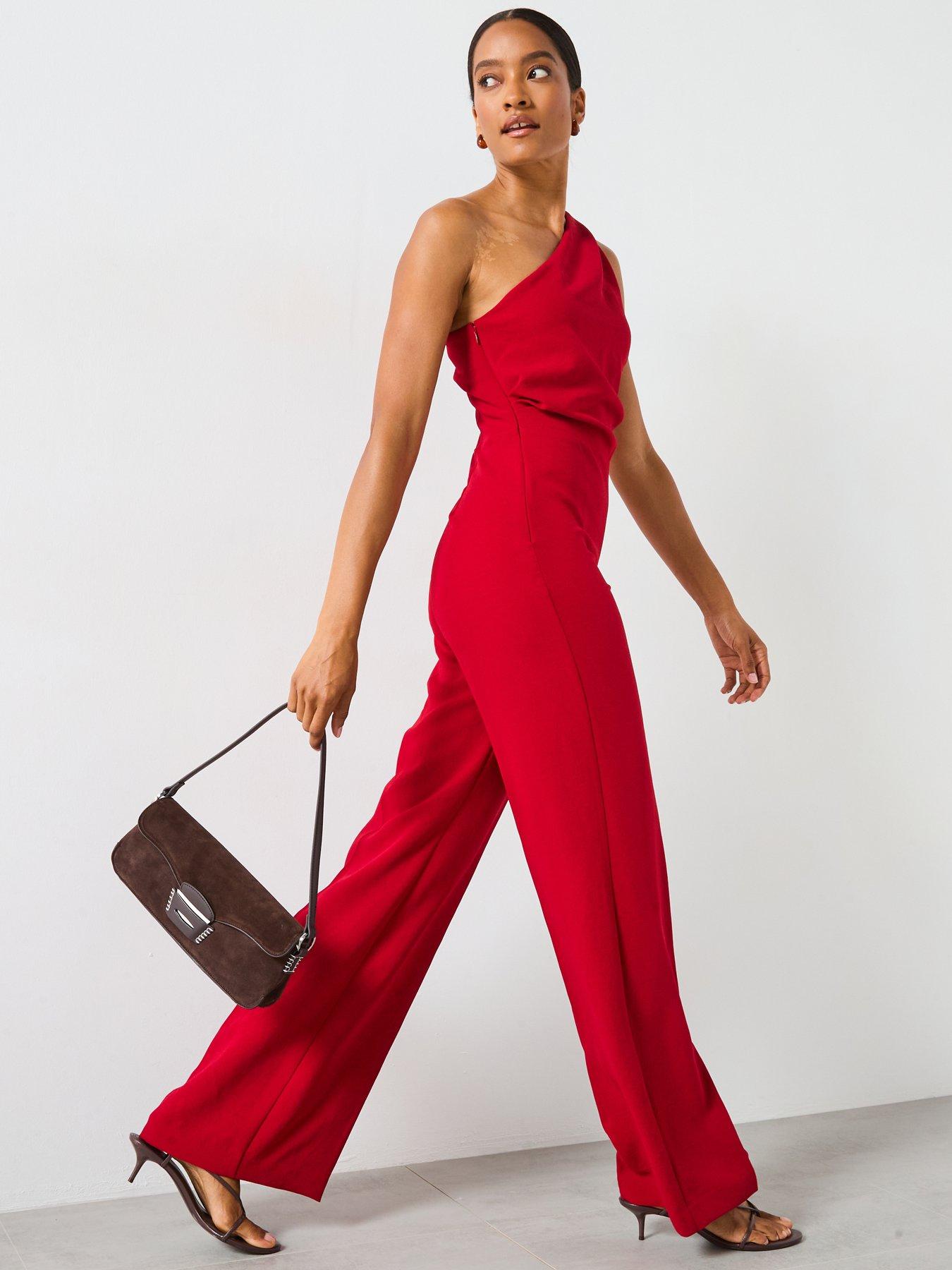 Mango One Shoulder Jumpsuit - Red | Very