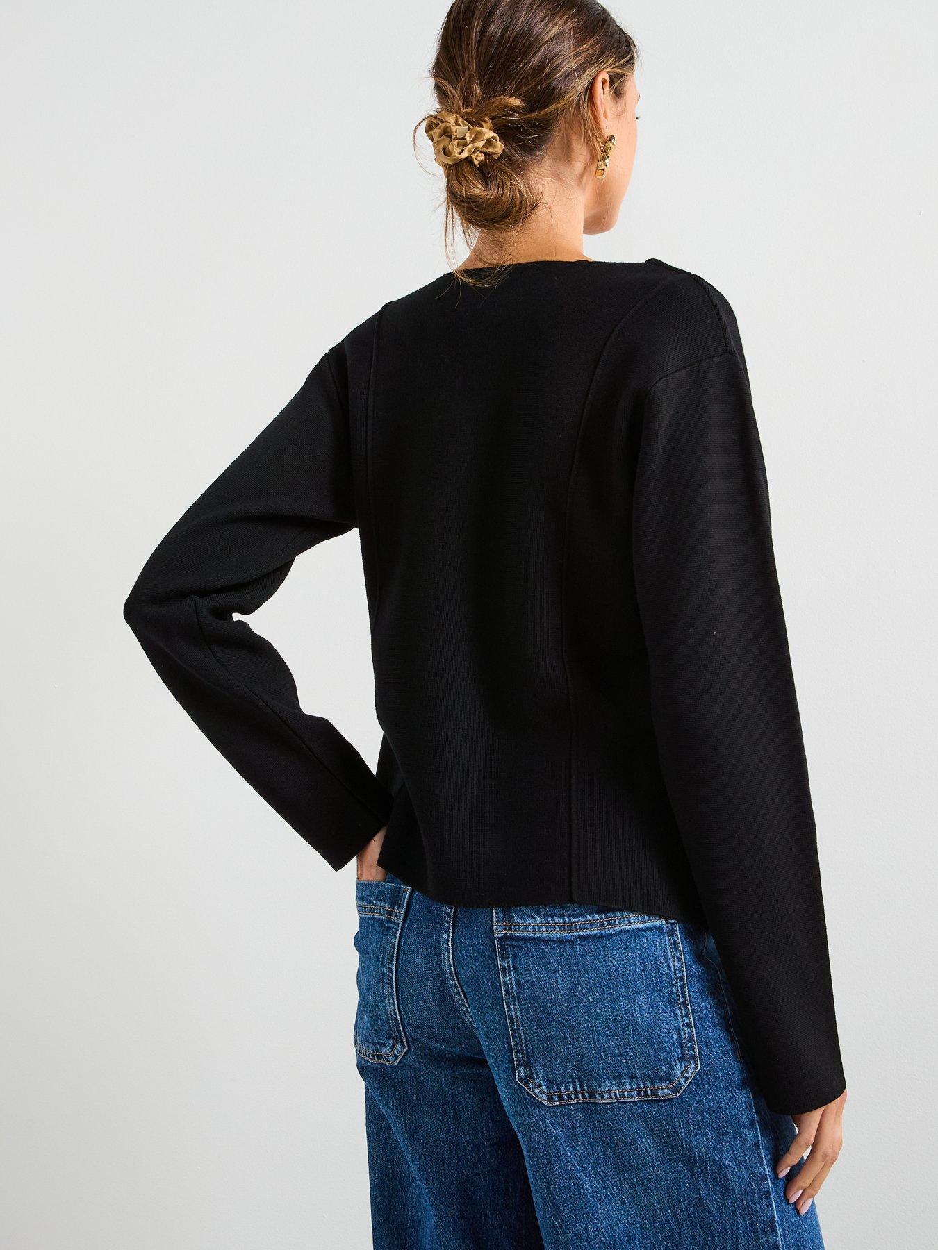 Mango Knitted Jacket With Jewel Buttons - Black | Very