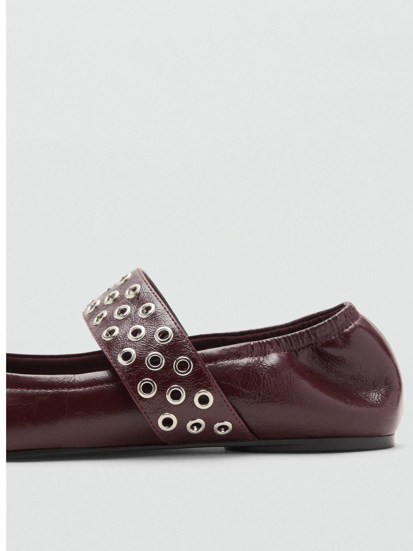 Mango Leather Ballet Flats With Eyelets | Very