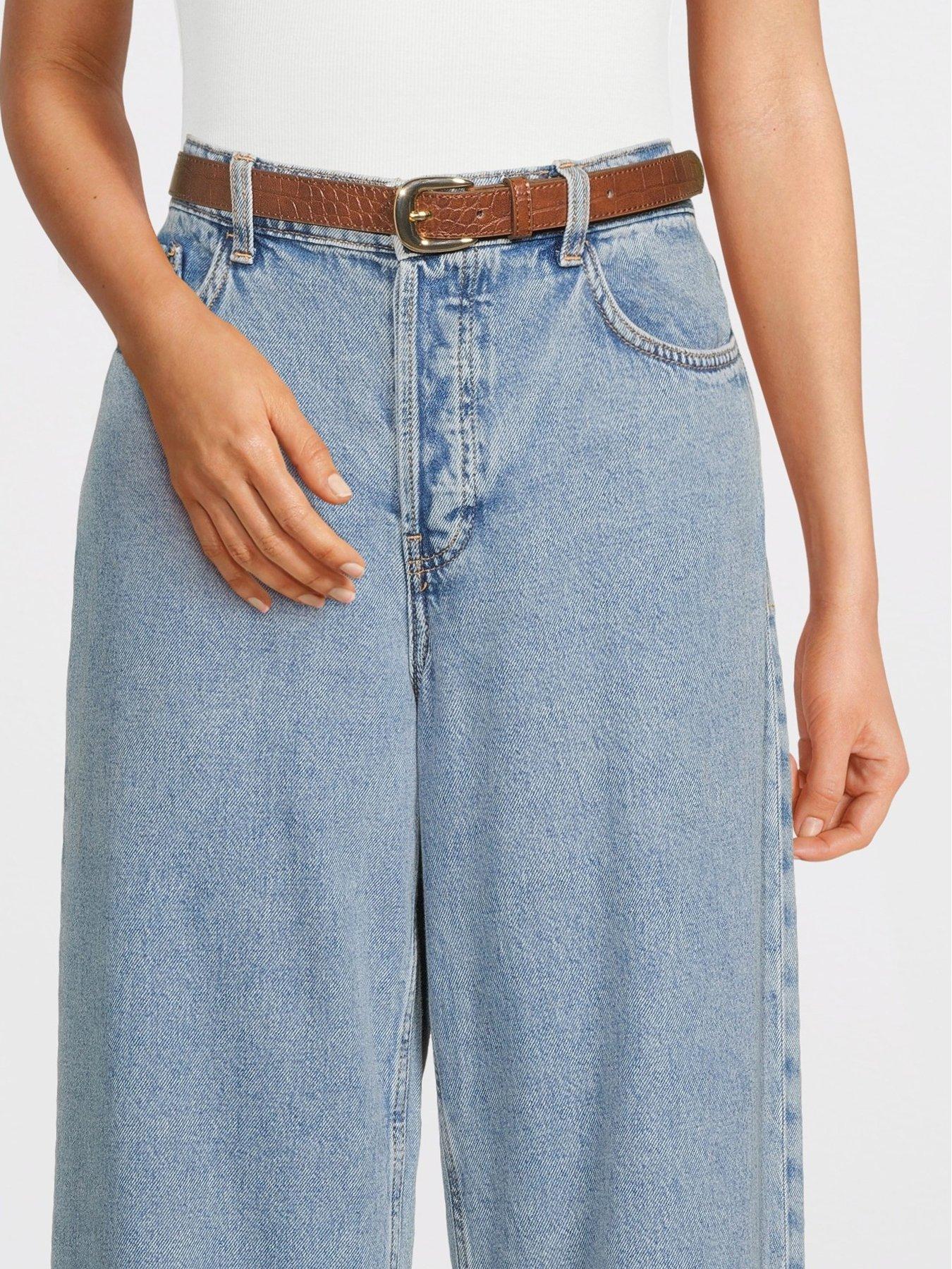 Mango Croc Leather Effect Belt - Brown | Very