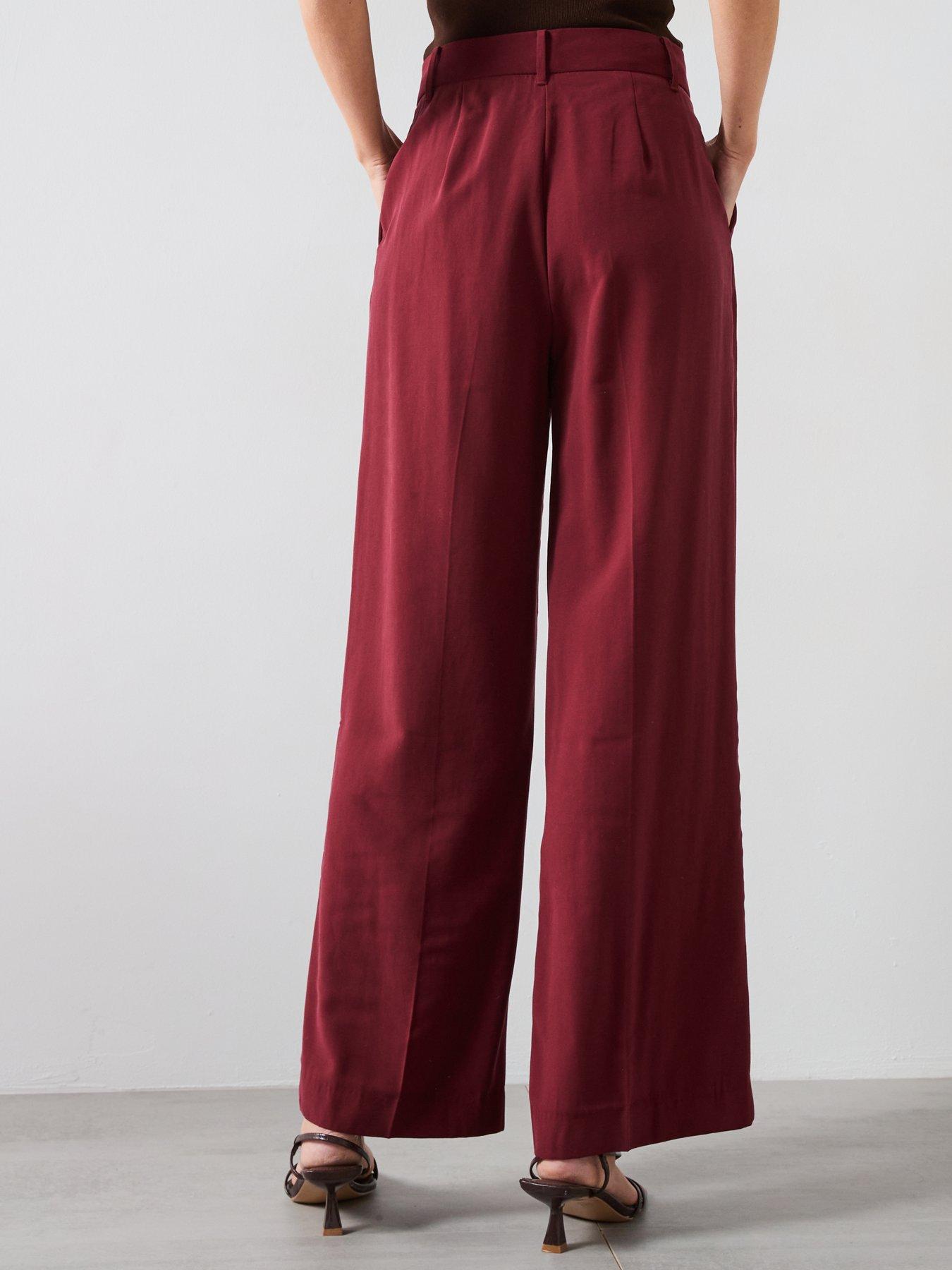 Mango Straight Mid Rise Trousers - Red | Very