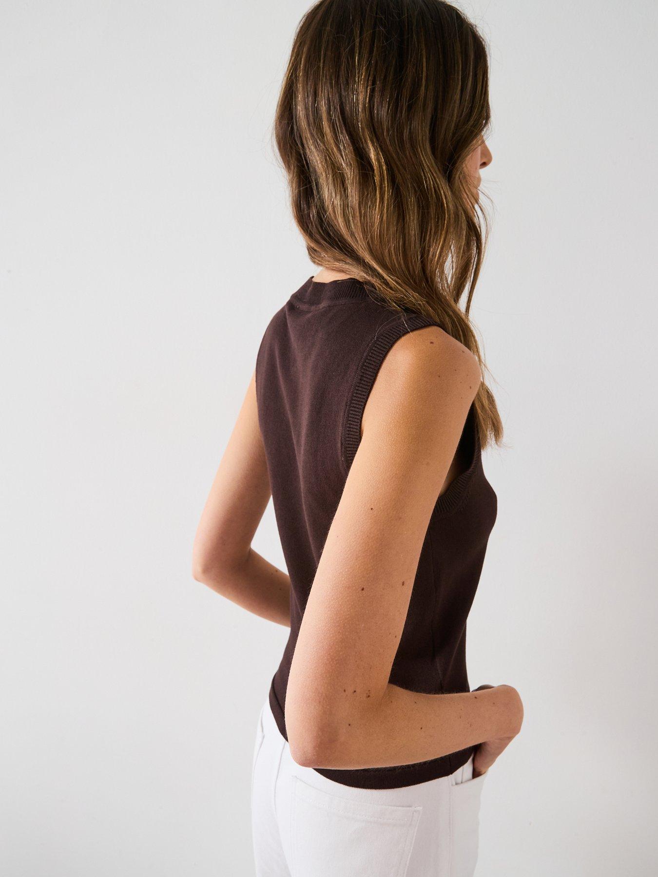 Mango Fine Knit Top - Brown | Very