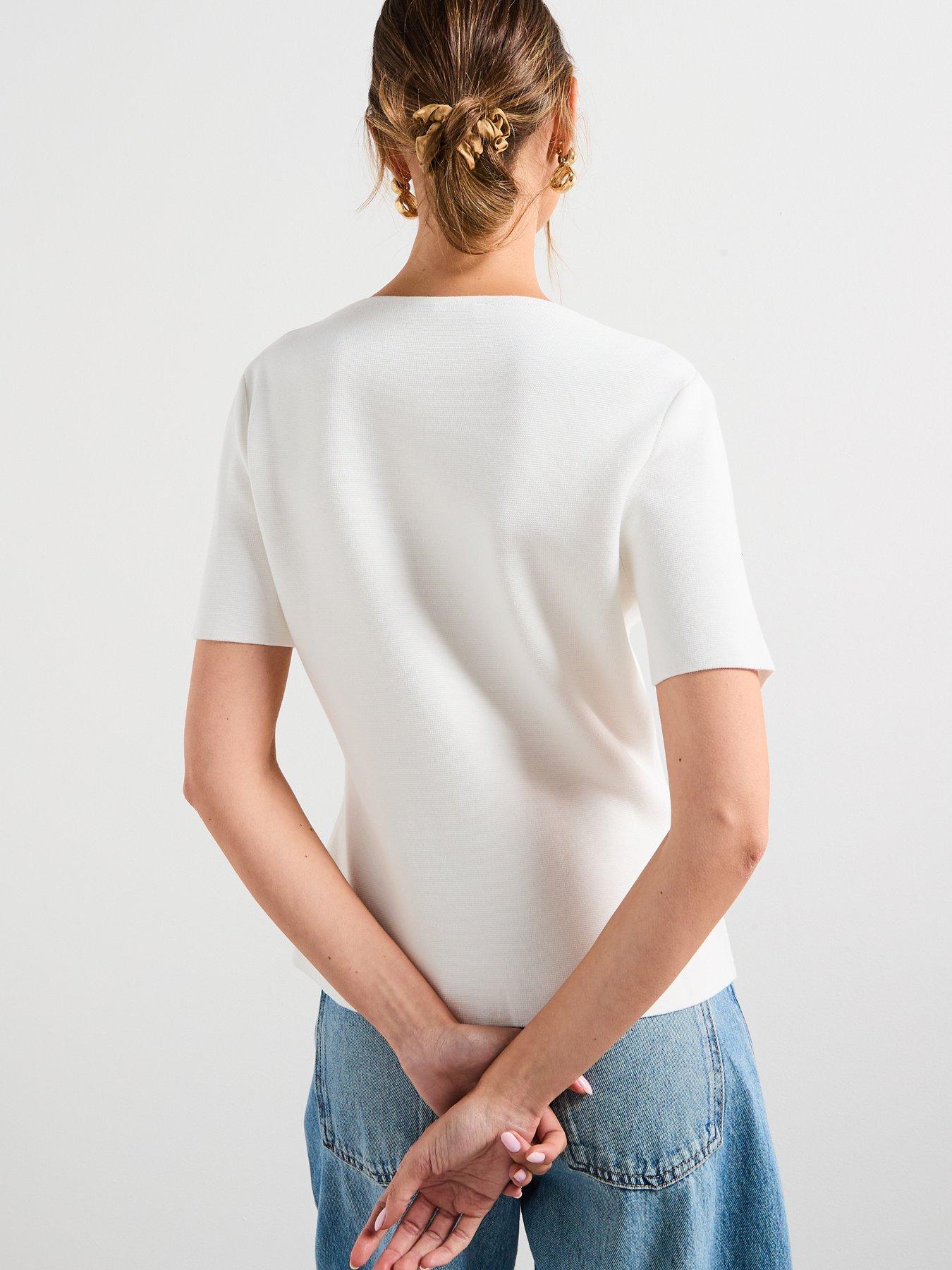Mango Knitted Cardigan With Jewel Button - White | Very