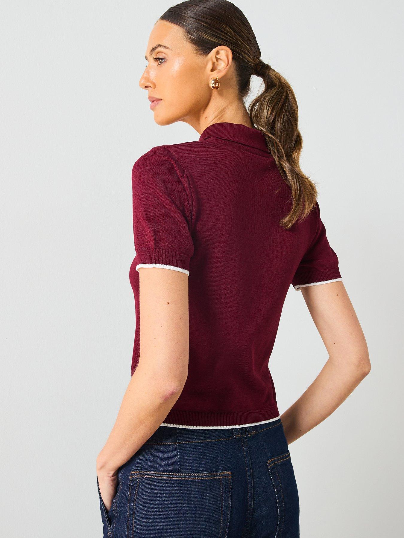 Mango Zipper Polo Neck Sweater - Red | Very