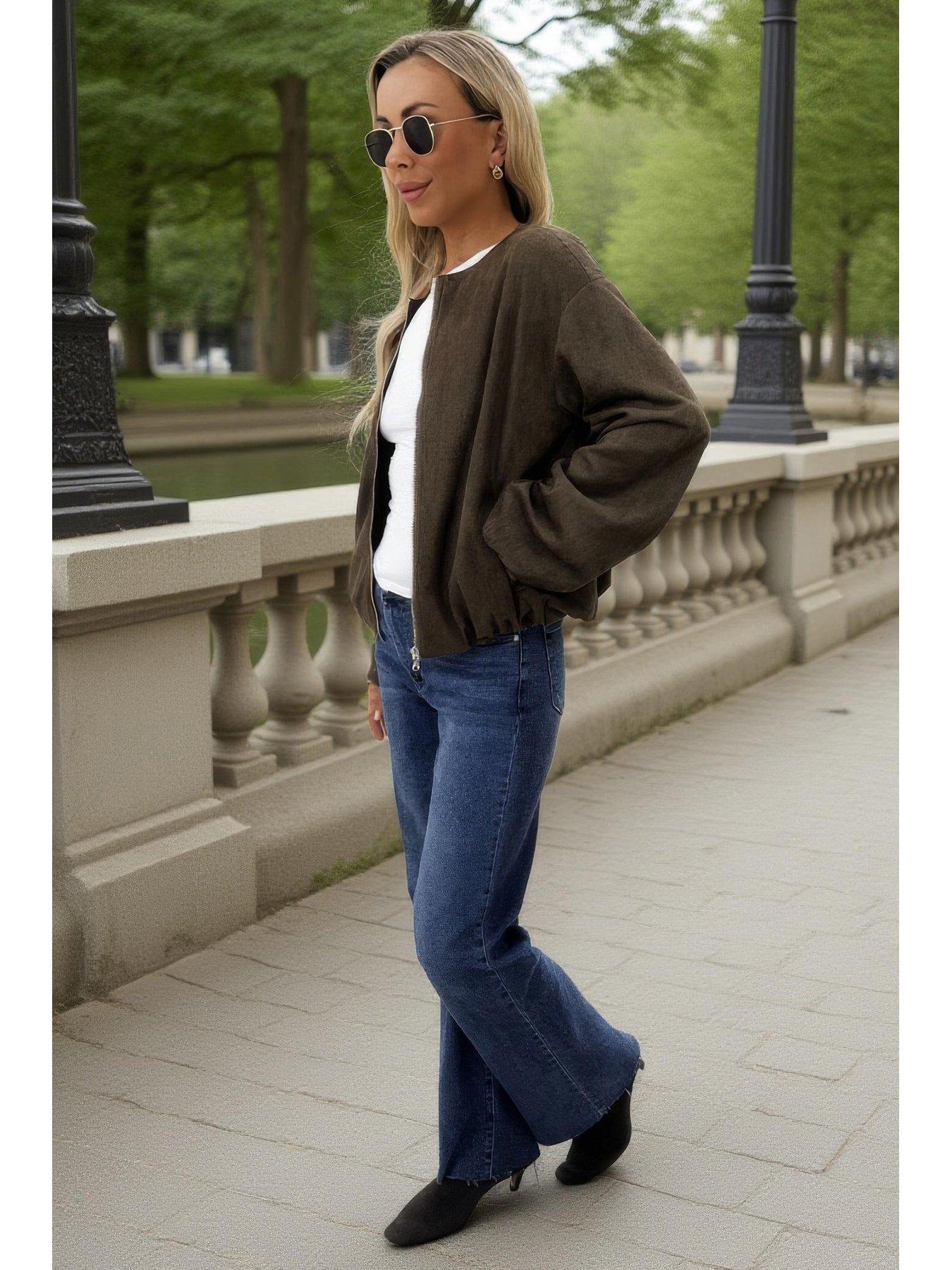 AX Paris Khaki Suedette Jacket - Green | Very
