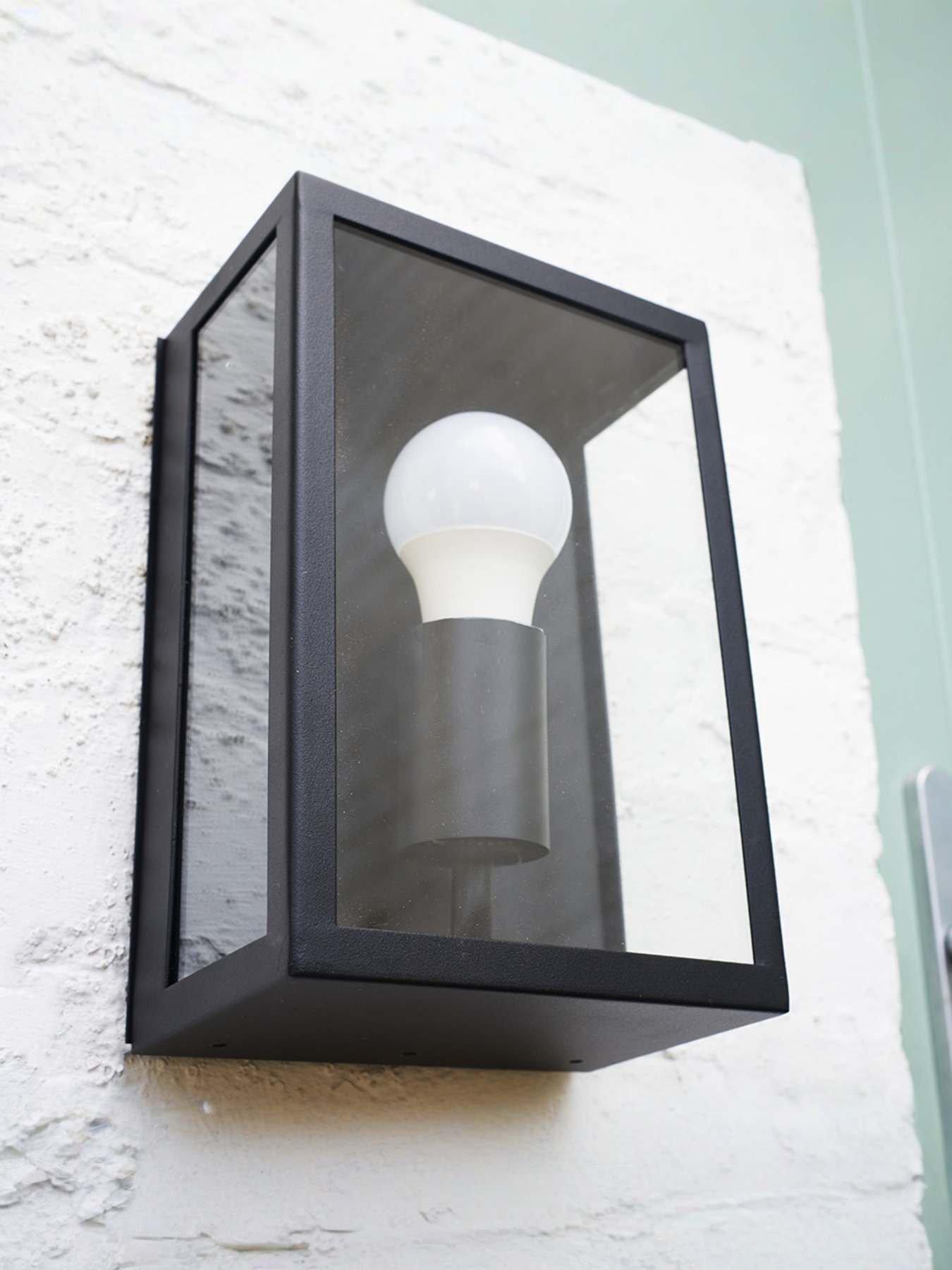 ValueLights Tideswell Matte Black IP44 Rectangular Outdoor Wall Light ...