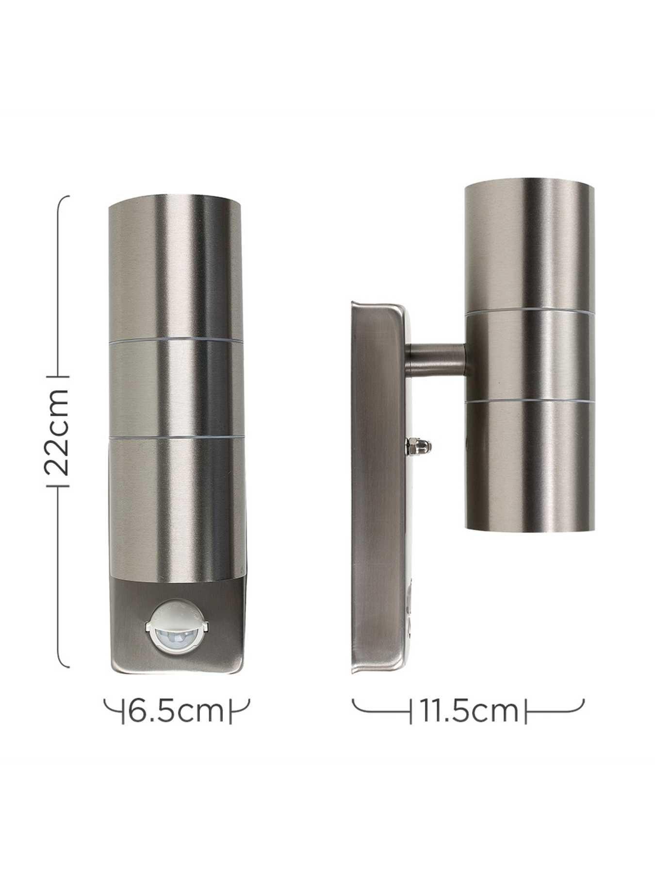 ValueLights Stainless Steel IP44 PIR Up / Down Outdoor Wall Light | Very