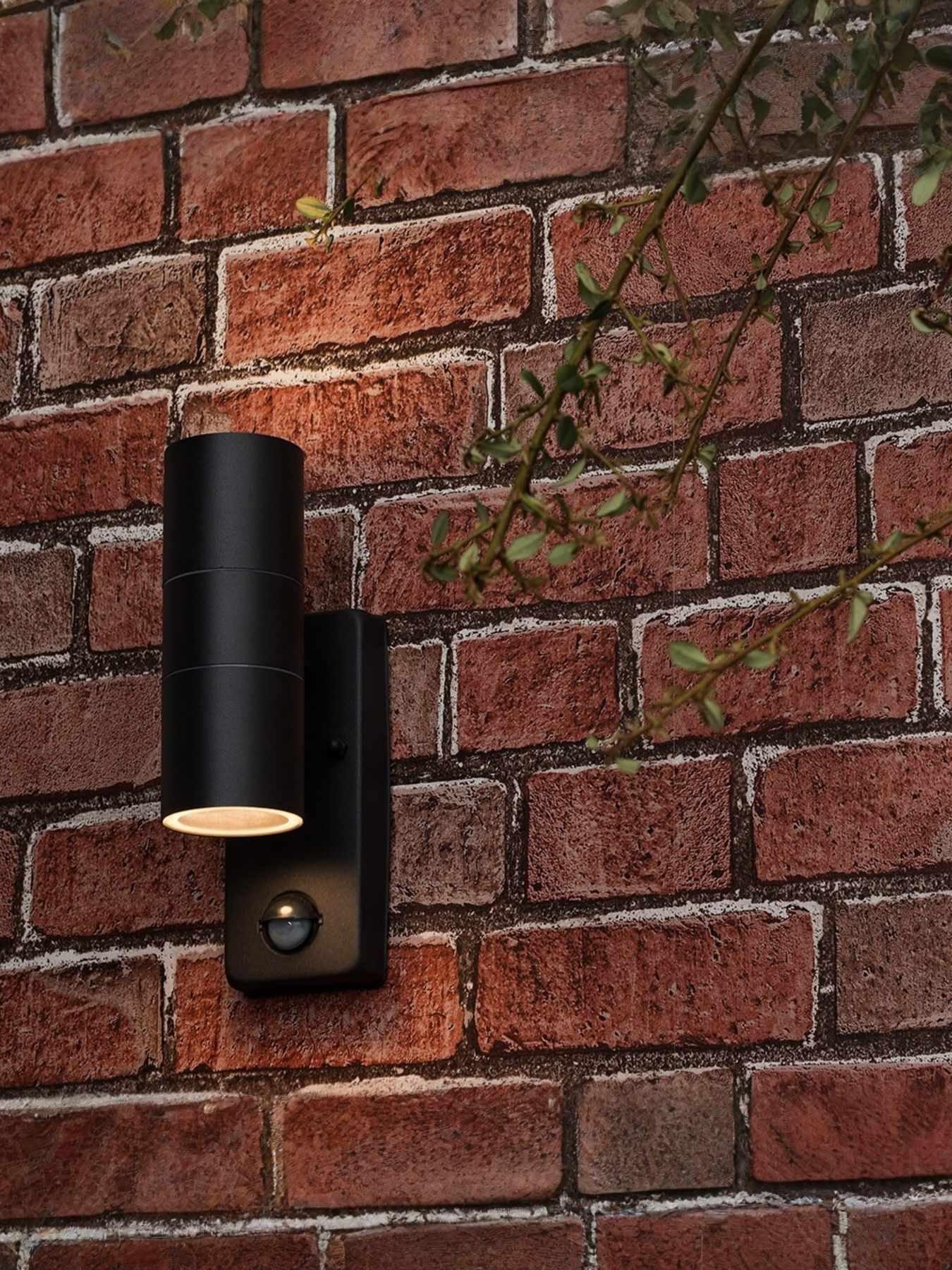 ValueLights Matte Black IP44 PIR Up / Down Outdoor Wall Light | Very