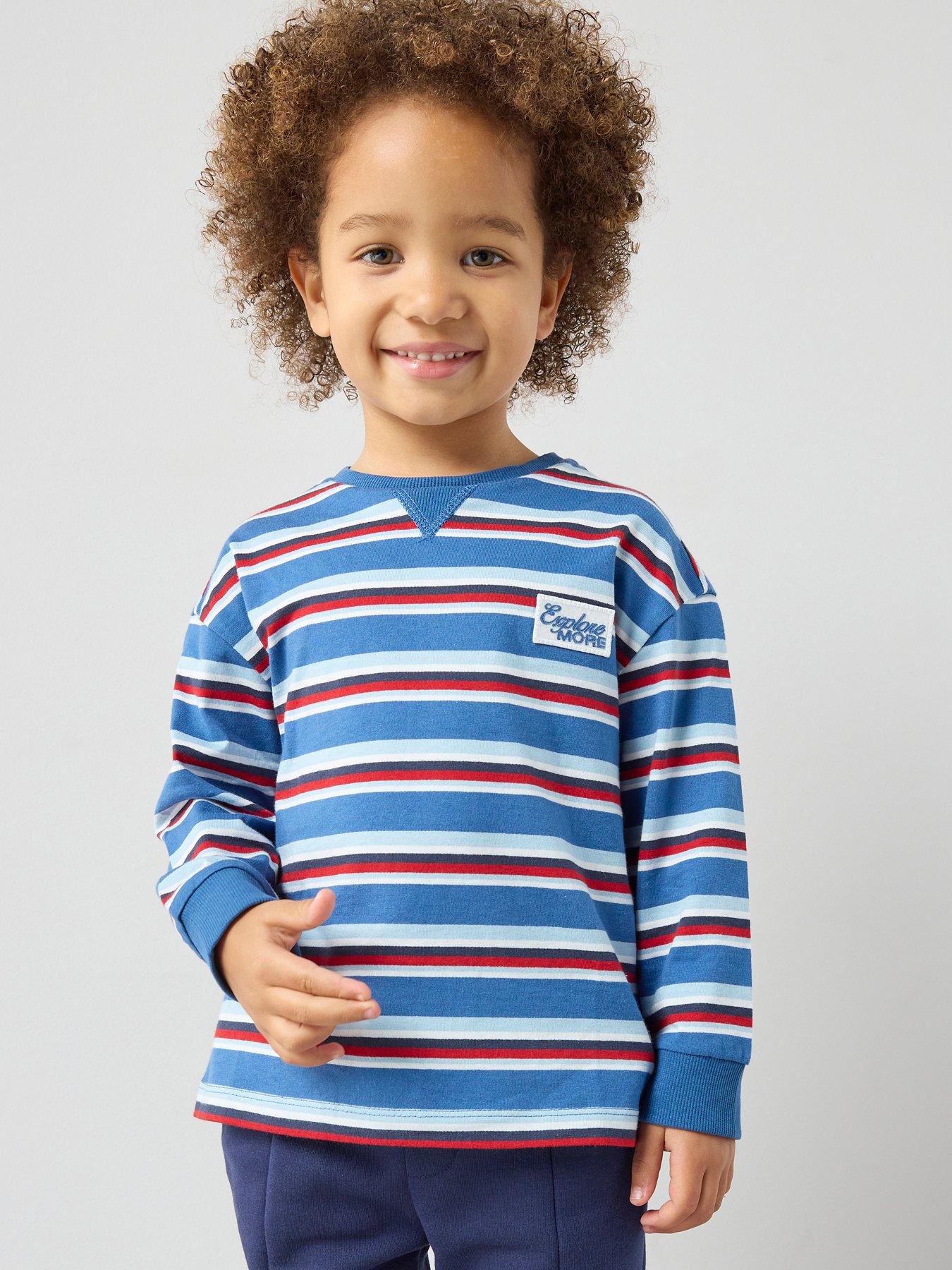 The Very Collection Boys Drop Shoulder Long Sleeve Stripe T-shirt ...