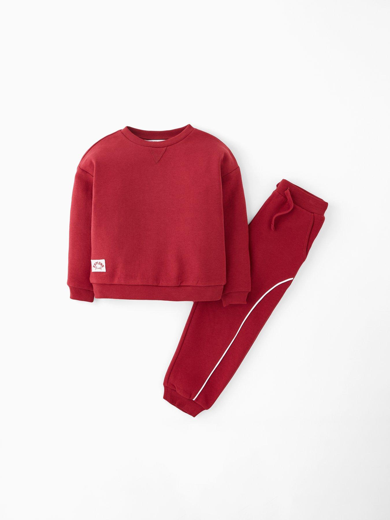 The Very Collection Boys Drop Shoulder Sweat And Joggers Set - Red | Very