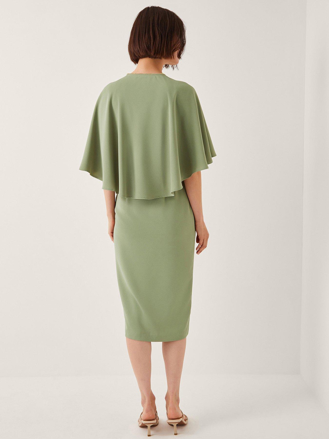 Monsoon Cassandra Cape Dress - Sage Green | Very