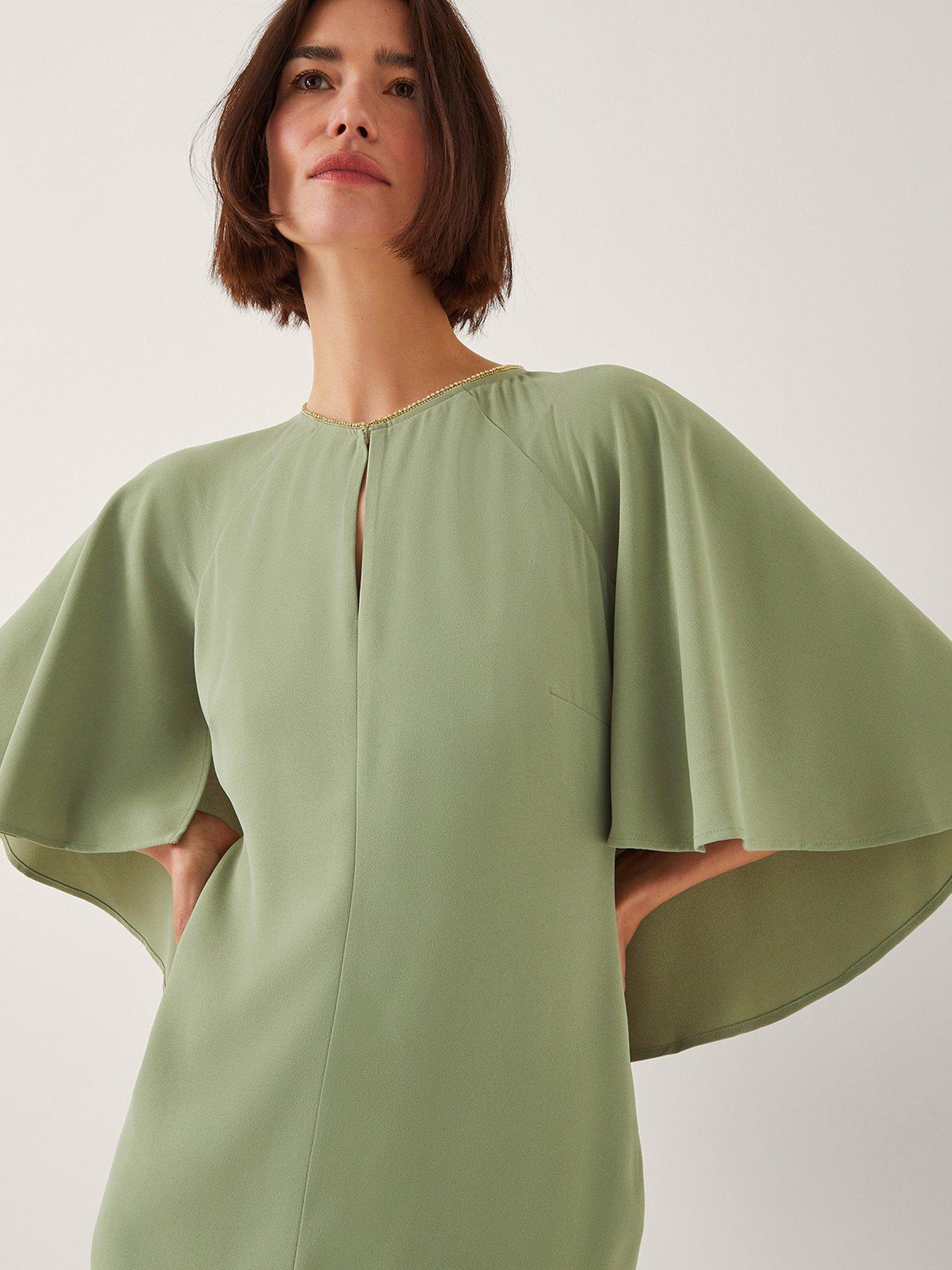 Monsoon Cassandra Cape Dress - Sage Green | Very