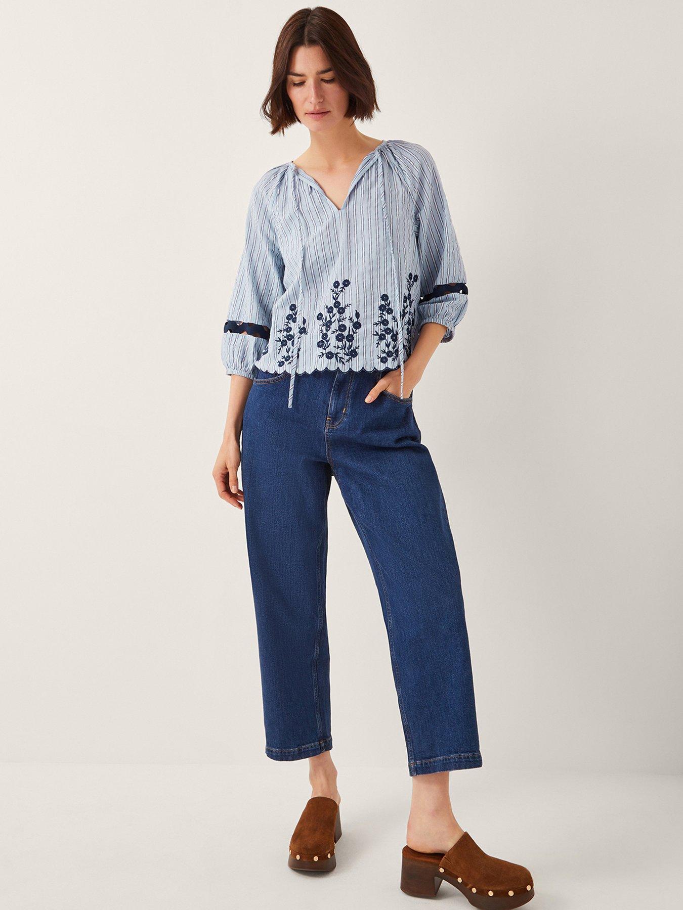 Monsoon Cara Embroidered Top - Blue | Very