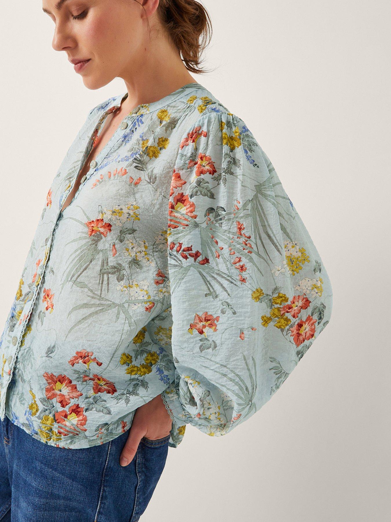 Monsoon Jesse Print Shirt - Pale - Blue | Very