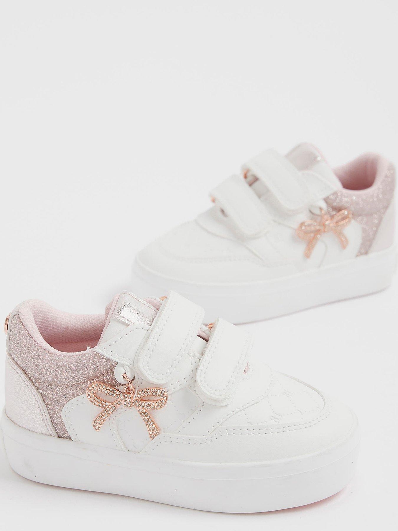 River Island Mini Mini Girls Bow Charm Plim Shoes - White | Very
