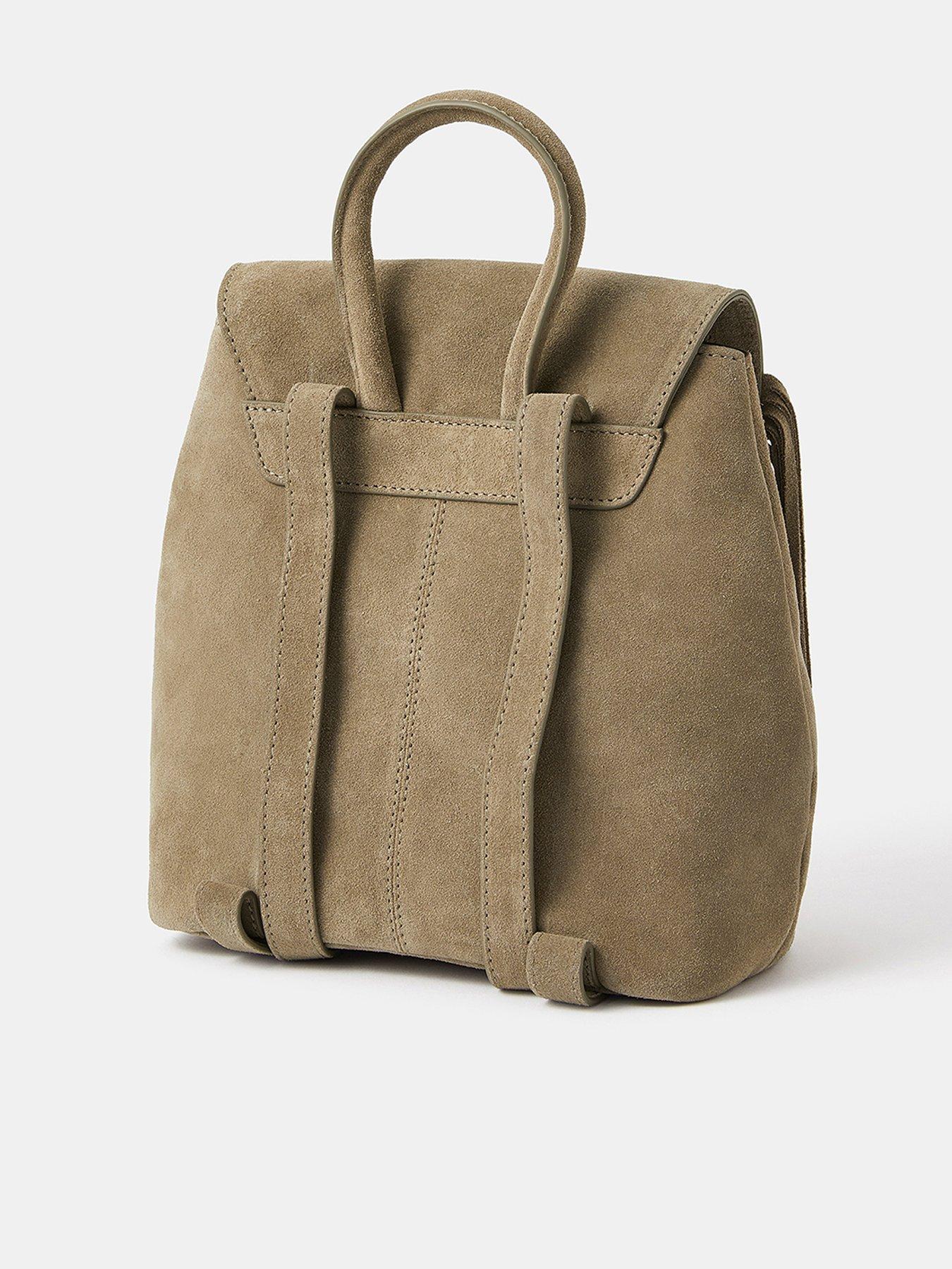 Accessorize Leather Fringe Backpack - Khaki | Very