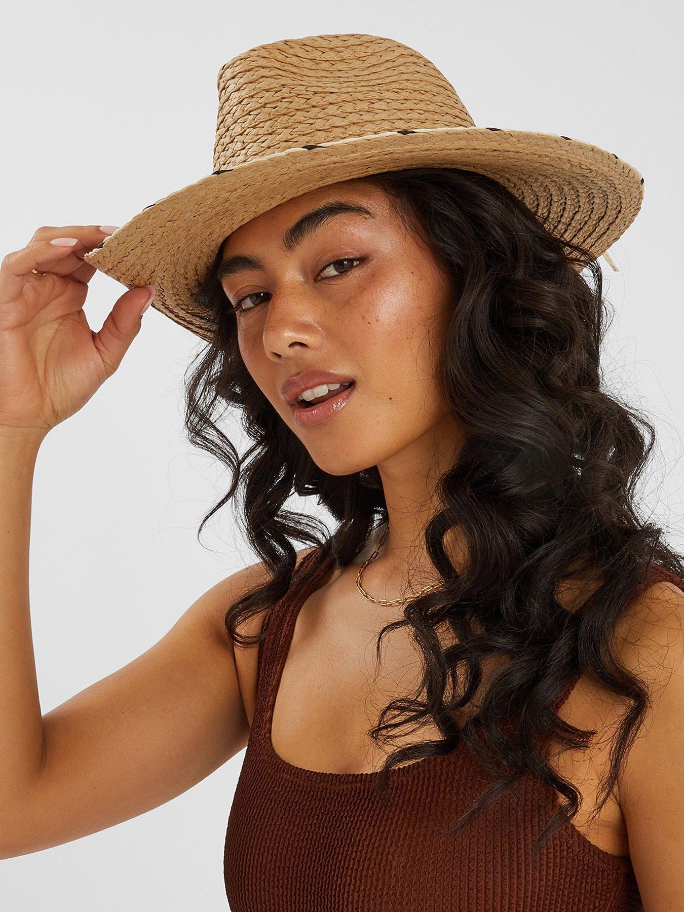 Accessorize Mono Brim Fedora Hat - Light Brown | Very