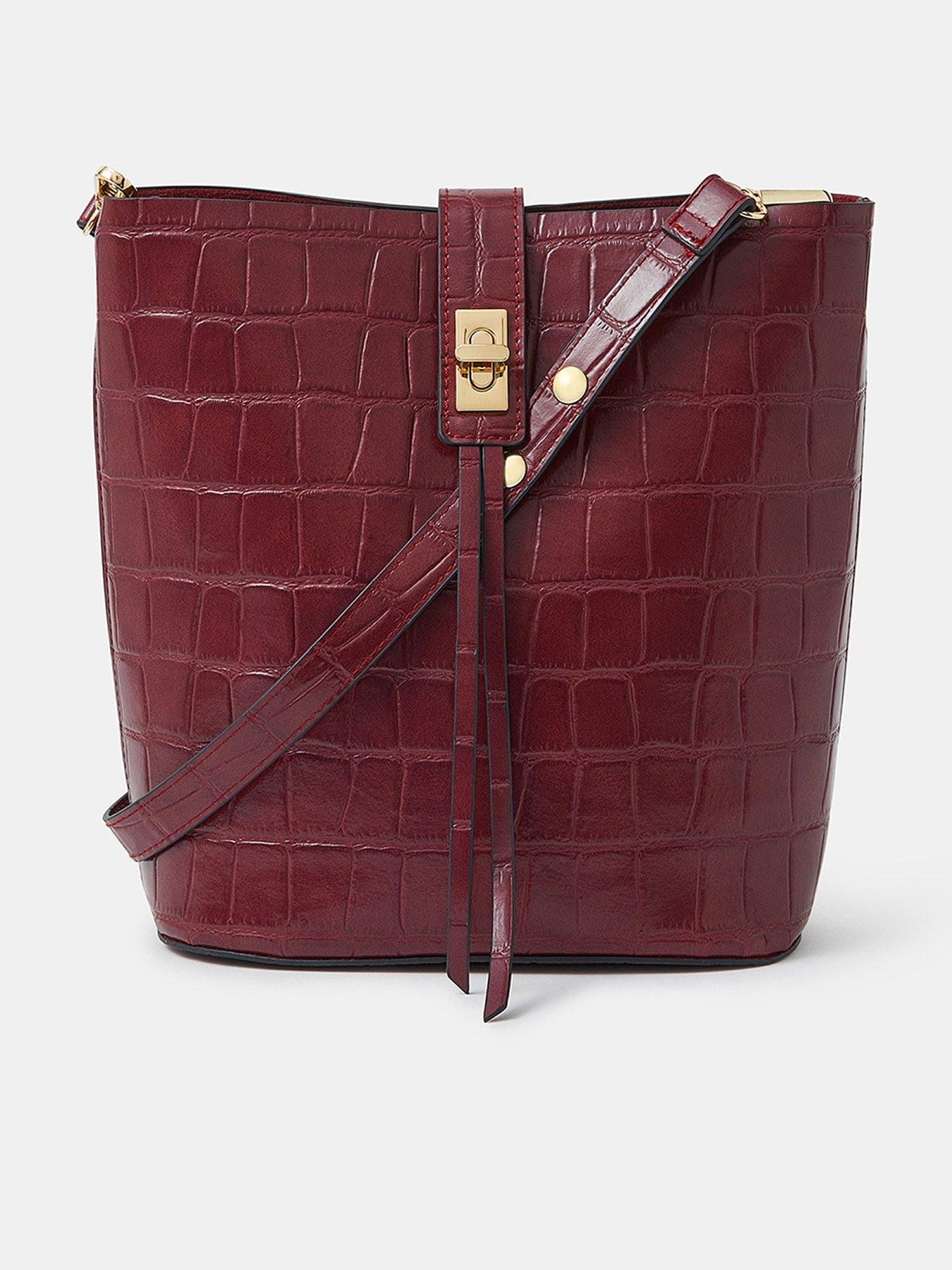 Accessorize Faux Croc Bucket Bag - Red | Very