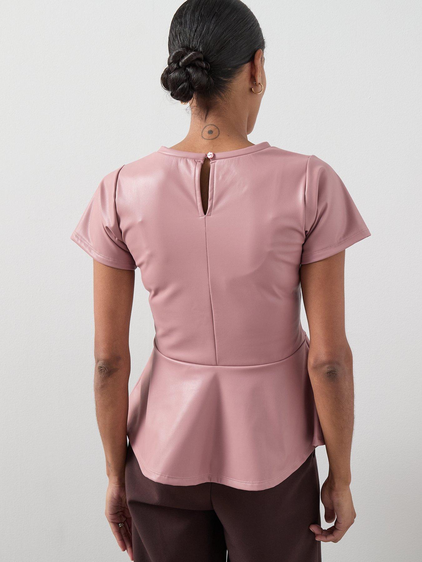 The Very Collection Pu Seam Detail Peplum Top - Pink | Very