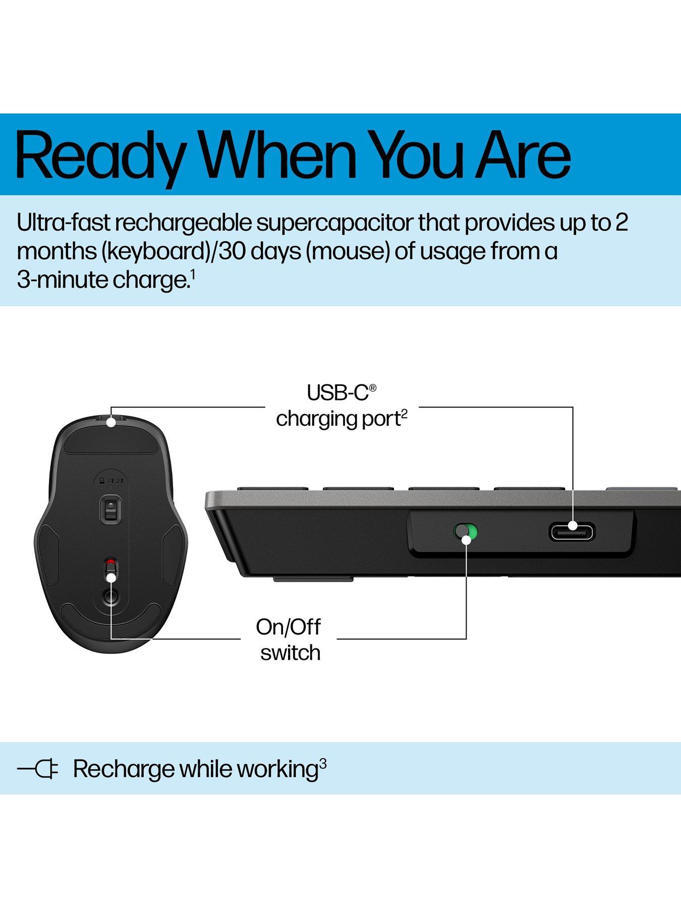 HP 720 Multi-Device Rechargeable Wireless Keyboard and Mouse Combo | Very