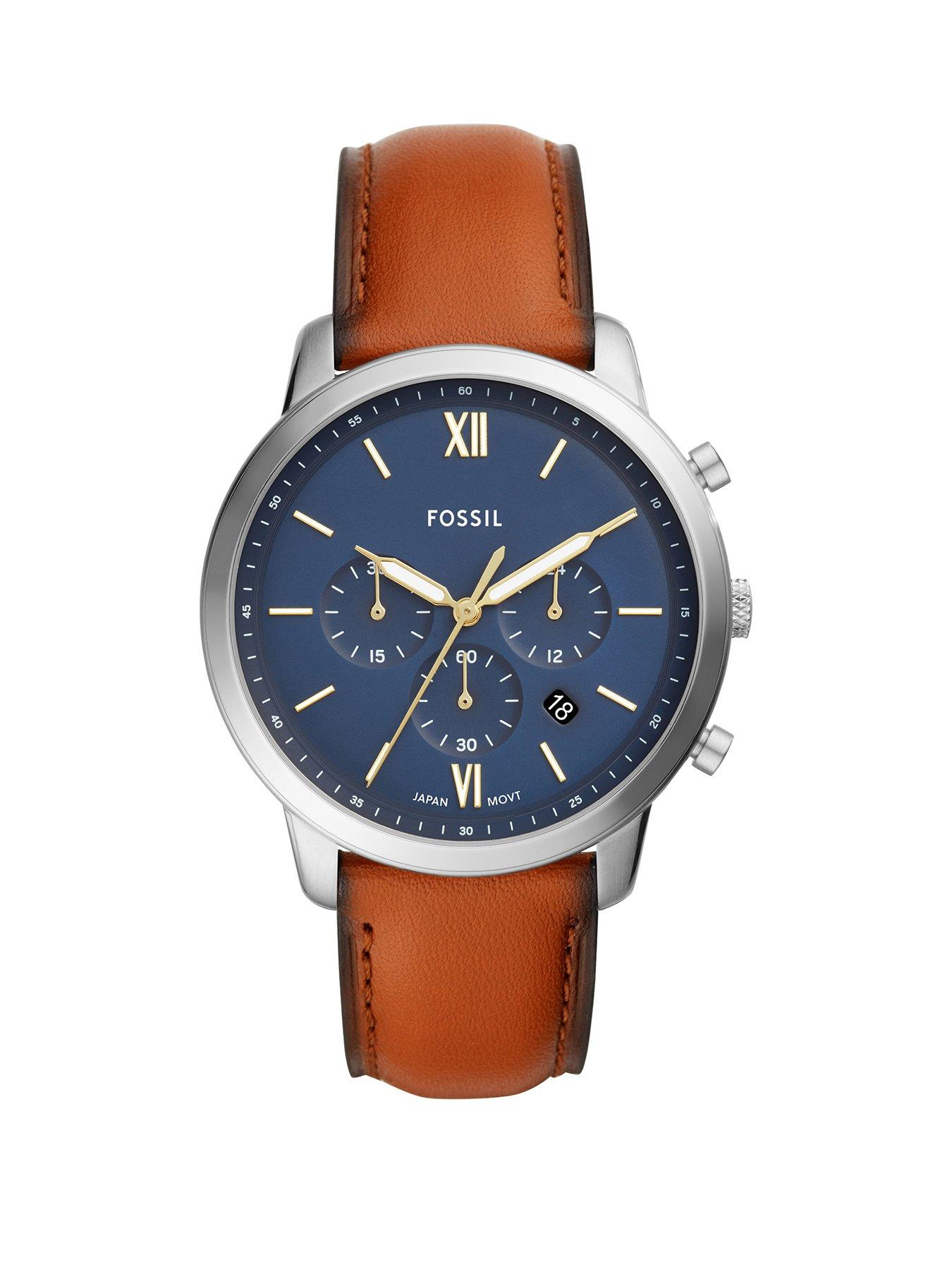 Fossil Men's Neutra Chronograph Brown Leather Watch, FS5453 | Very