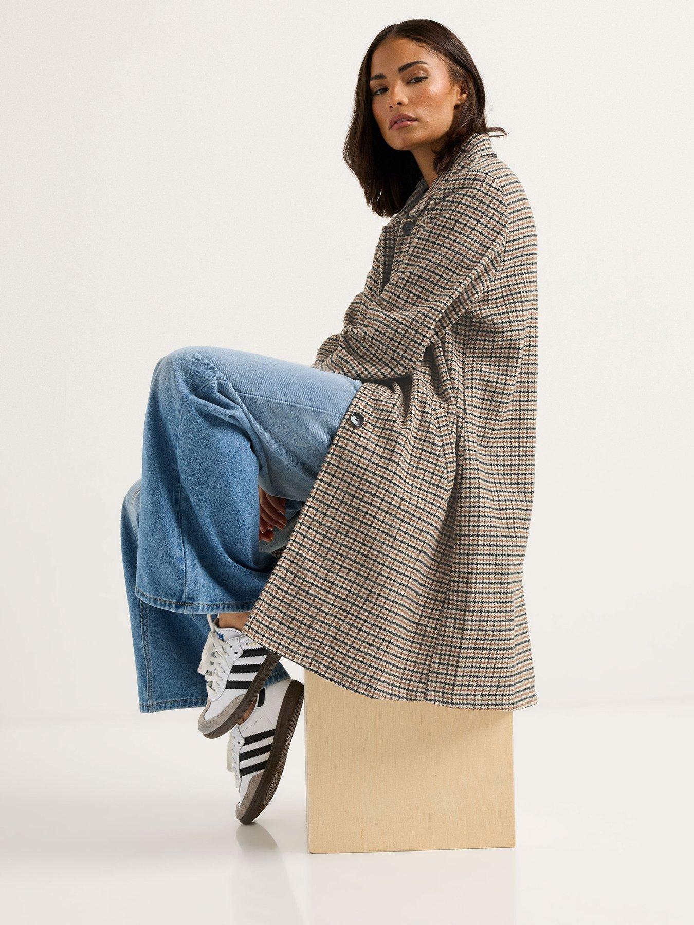 PixieGirl Petite Check Midi Coat - Brown | Very