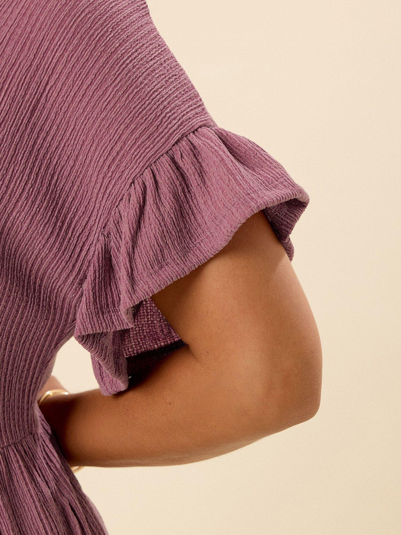 Yours Curve Jersey Frill Texture Dress - Pink | Very