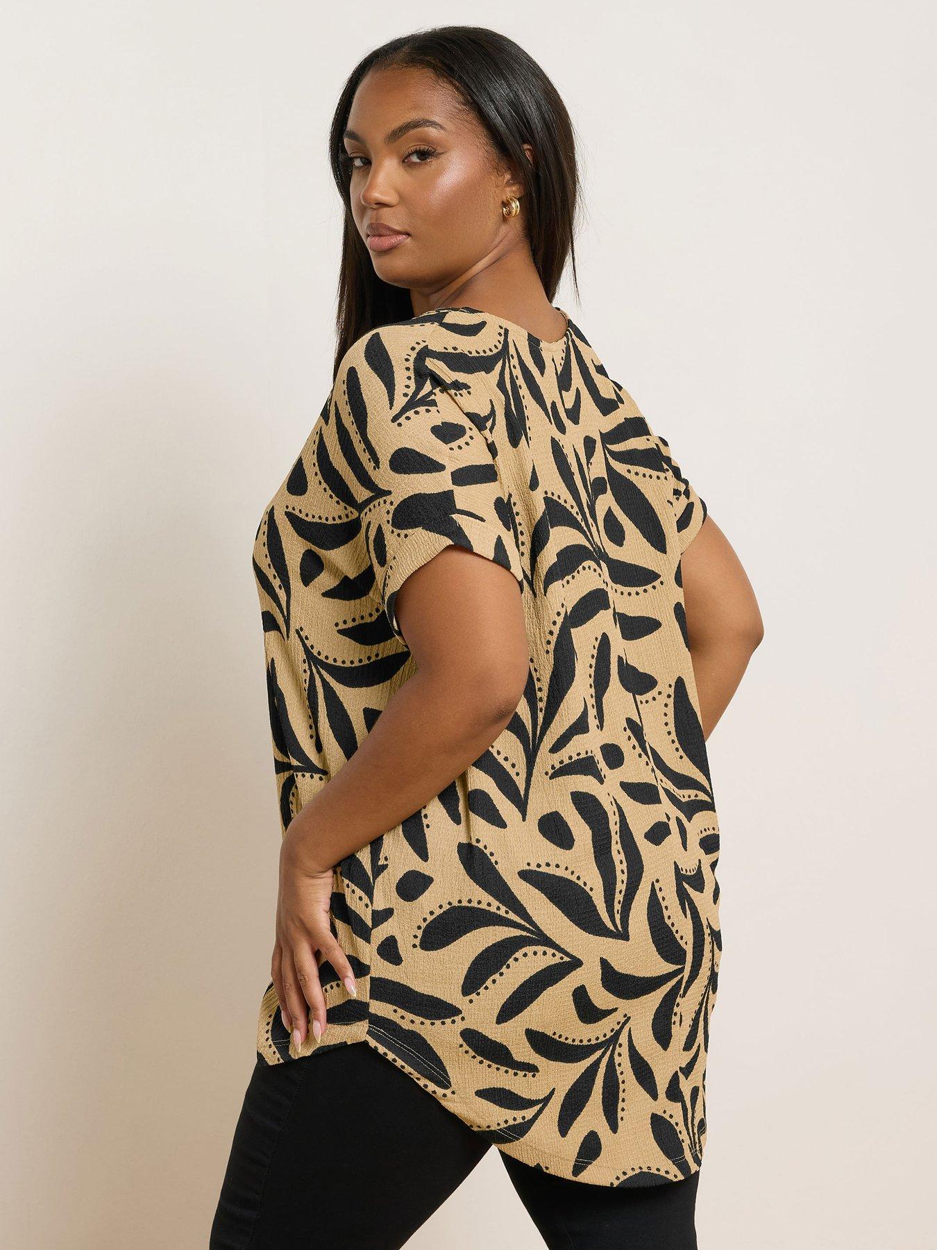 Yours Curve Notch Neck Texture Top - Natural | Very