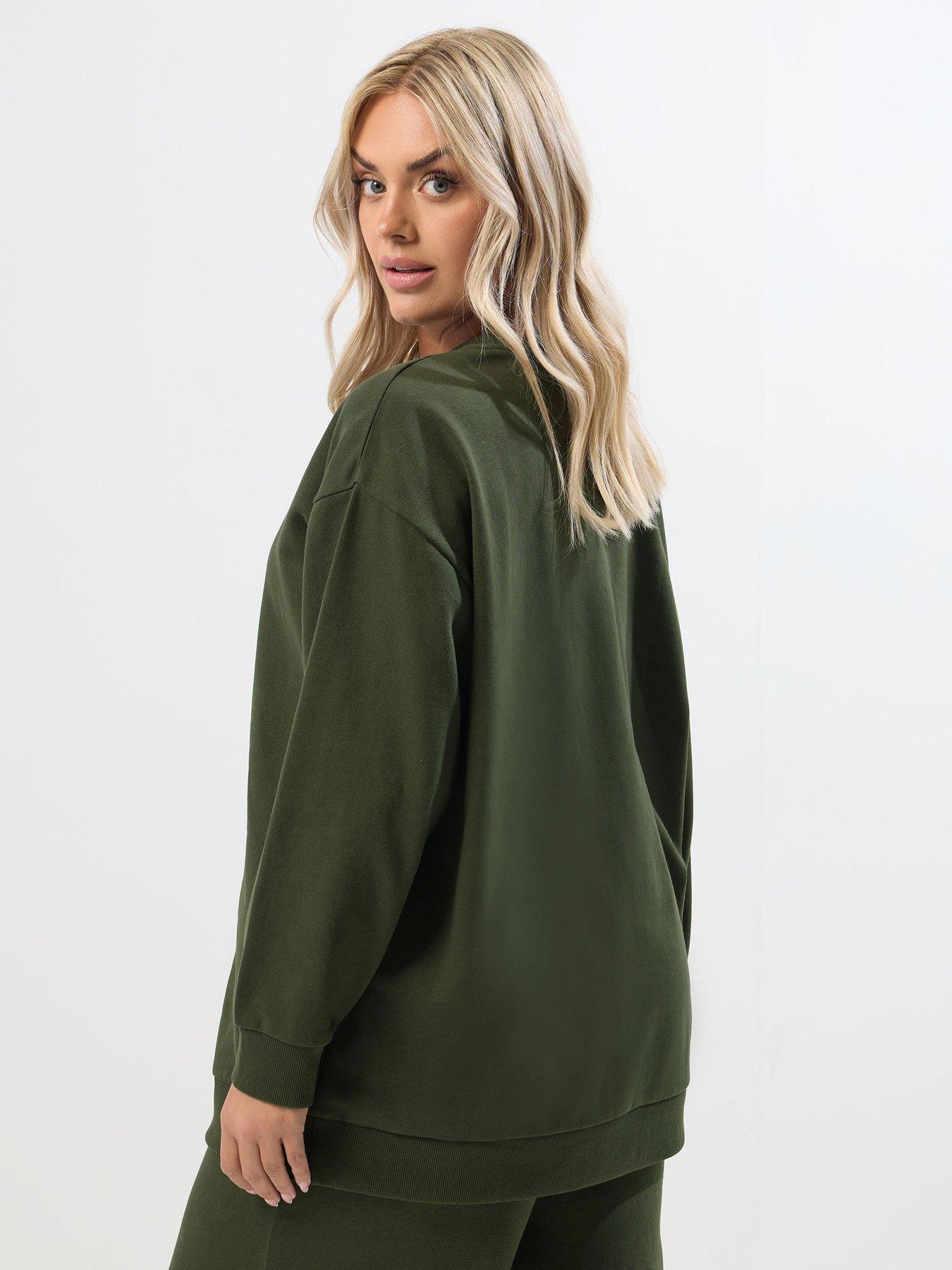 Yours Curve Crew Neck Sweatshirt - Green | Very