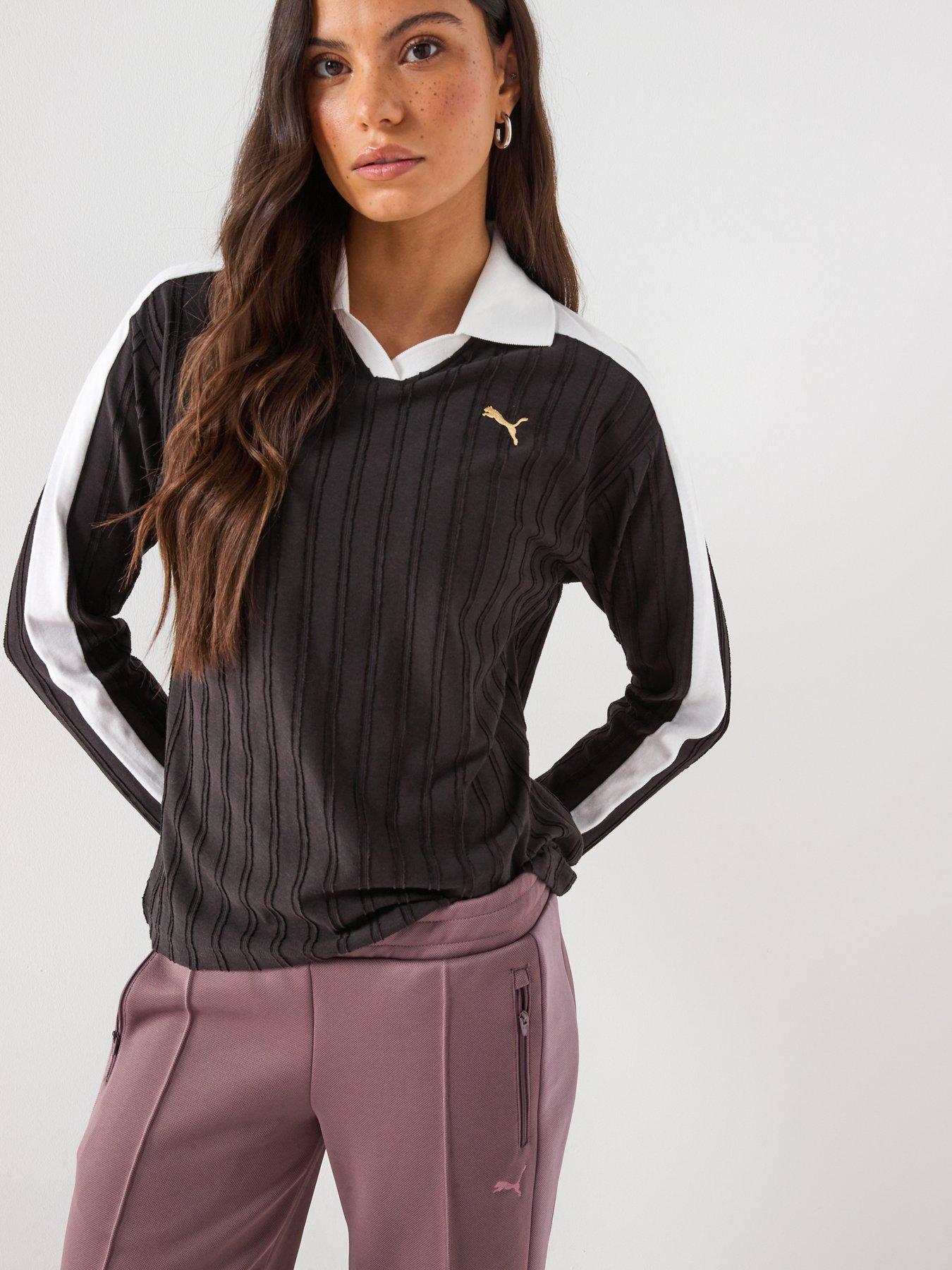 Puma Womens T7 Relaxed Long Sleeve Polo - Black | Very