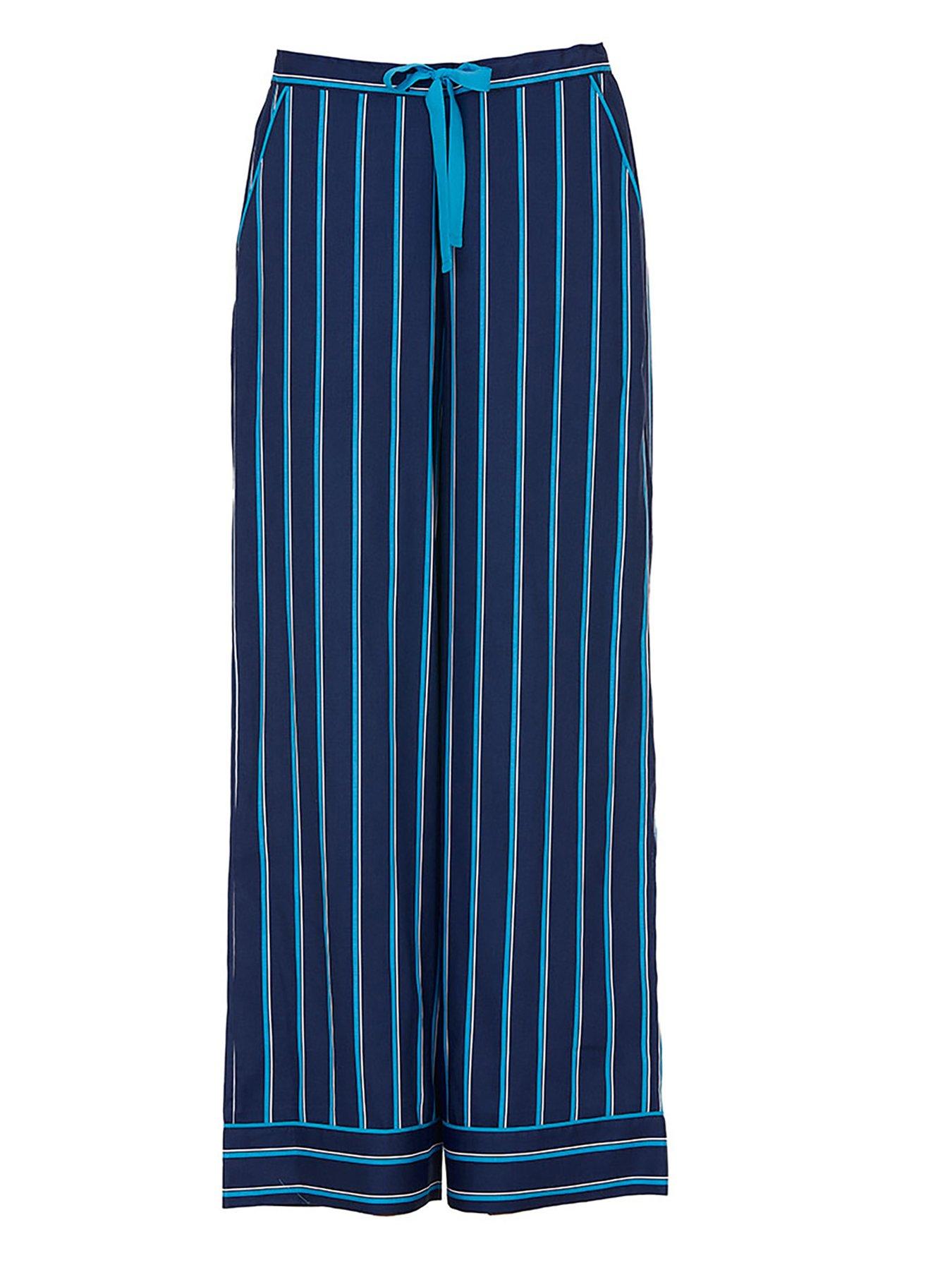 Cyberjammies Marina Navy Printed Stripe Wide Leg Pyjama Bottoms - Navy ...